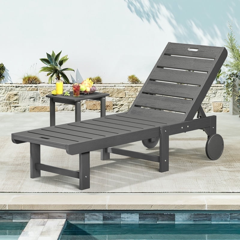 Dycanpo Chaise Lounge Chair Outdoor with Table, 2-Pcs Adjustable ...