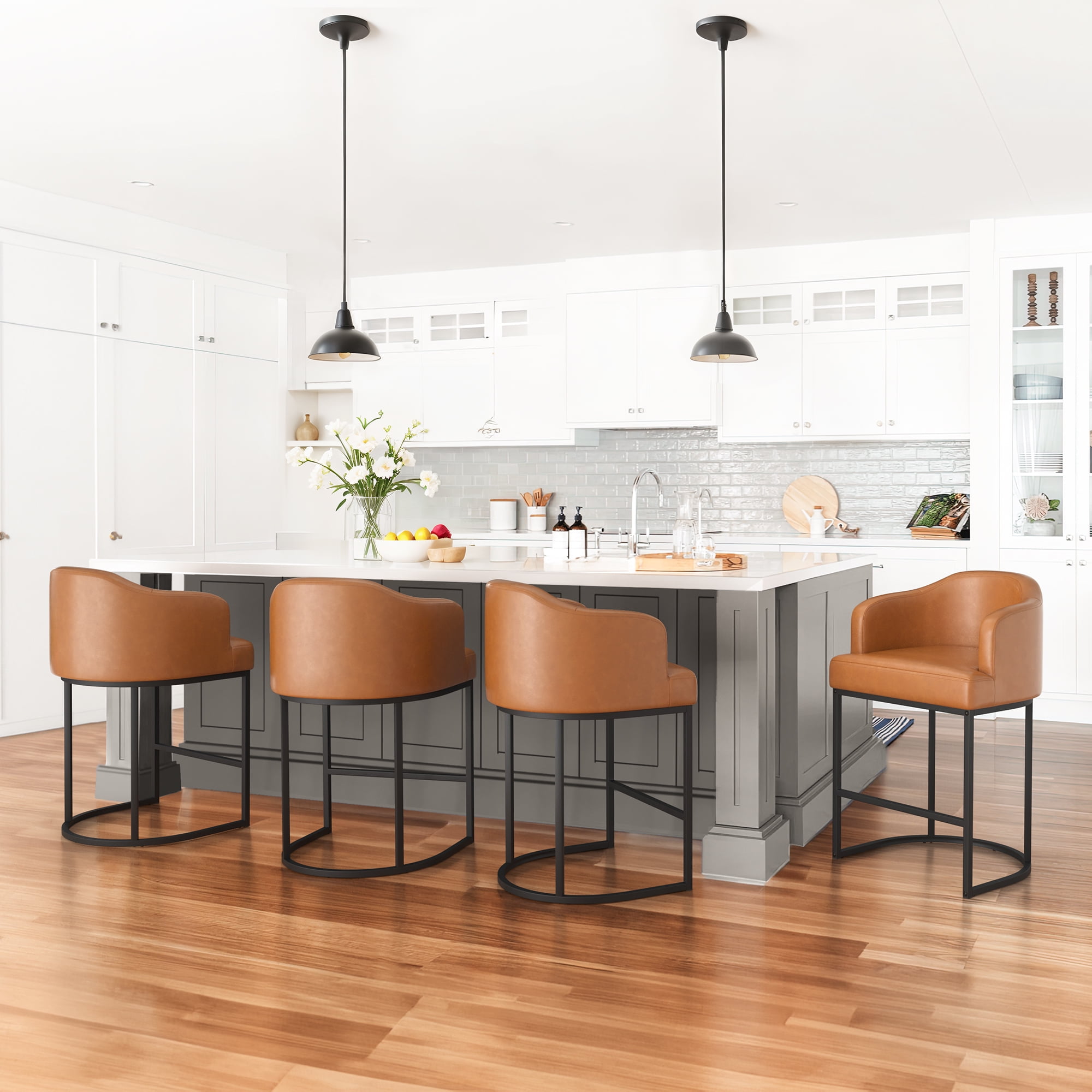 Dycanpo Counter Height Bar Stools with Back Sets of 4 Modern Counter ...