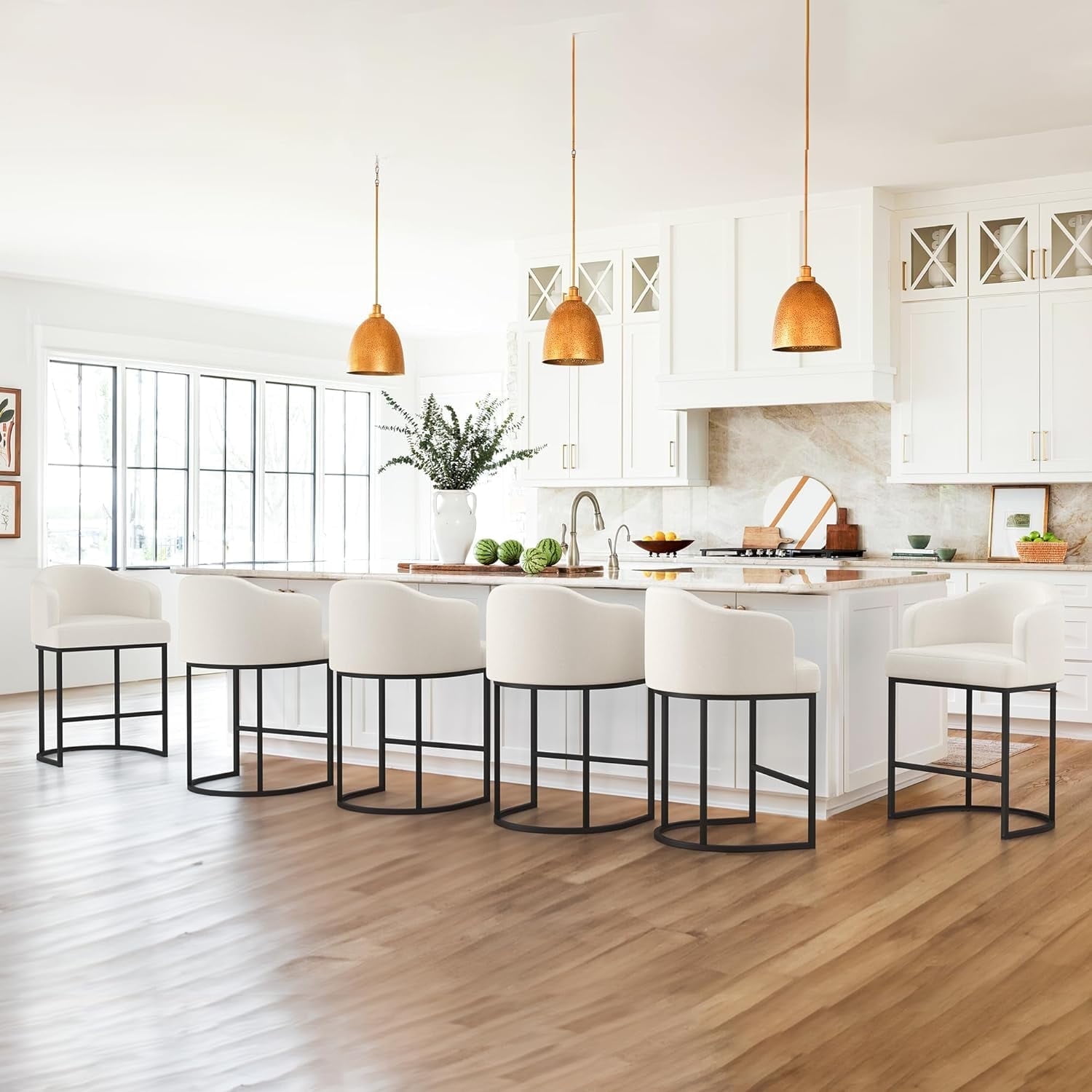 Dycanpo Set of 6 Modern Counter Height Bar Stools with Back, Ideal for ...