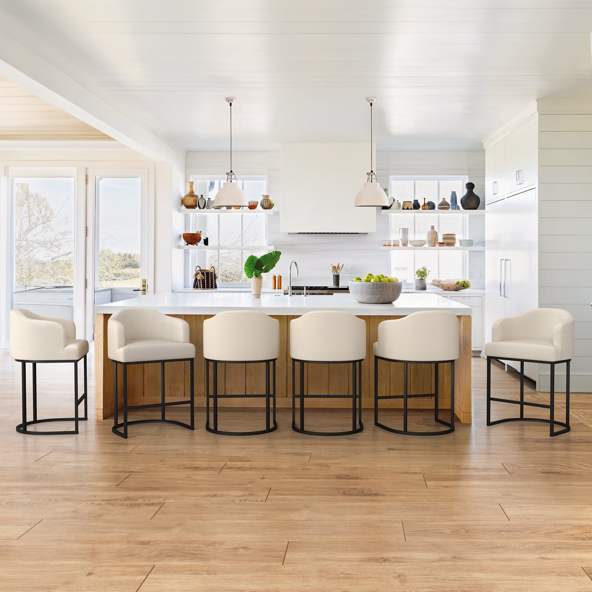 Dycanpo Counter Height Bar Stools with Back Sets of 6 Modern Counter ...