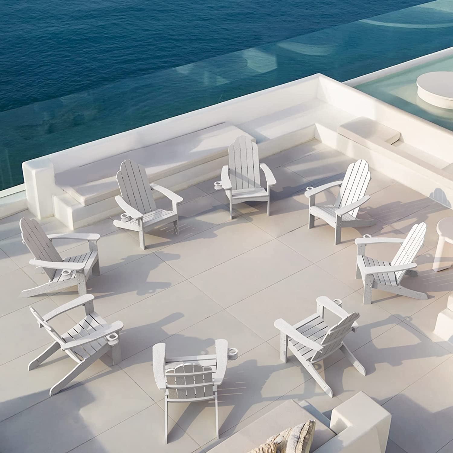 Dycanpo Adirondack Chair Set of 8, with Cup Holder, 300lbs Weather ...