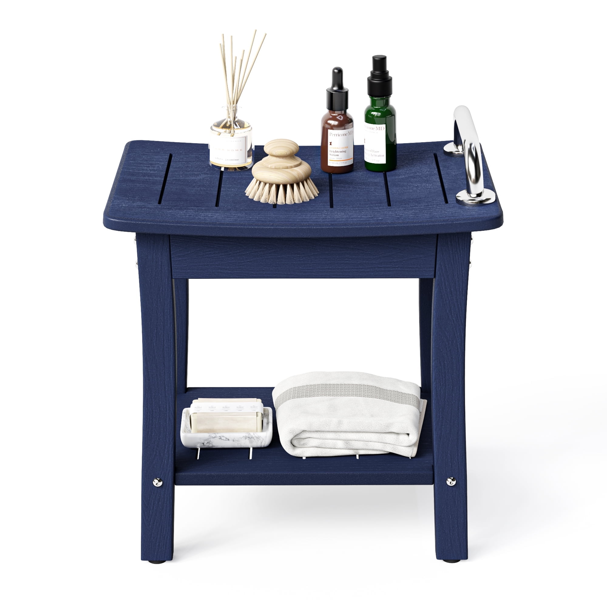 Dycanpo HDPE Shower Bench Stool,Shower Stools with Storage Shelf for ...