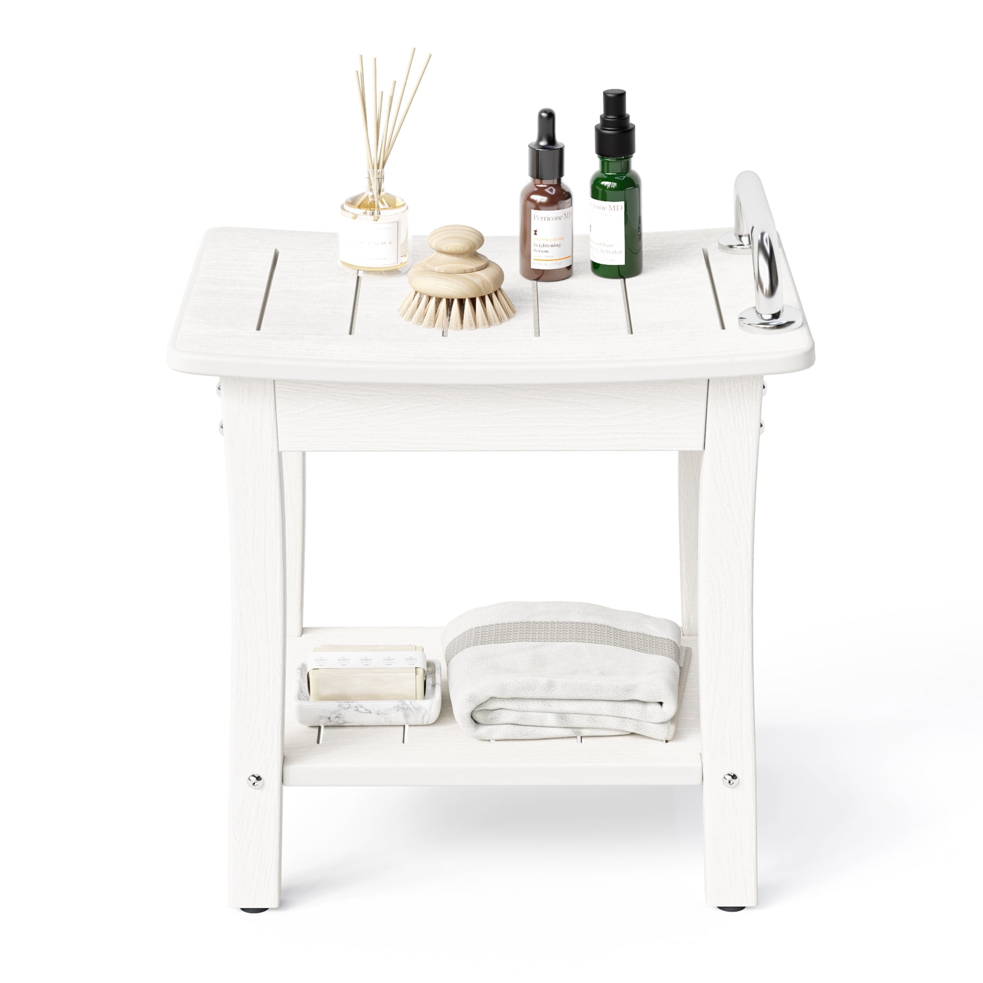 Dycanpo HDPE Shower Bench Stool,Shower Stools with Storage Shelf for ...