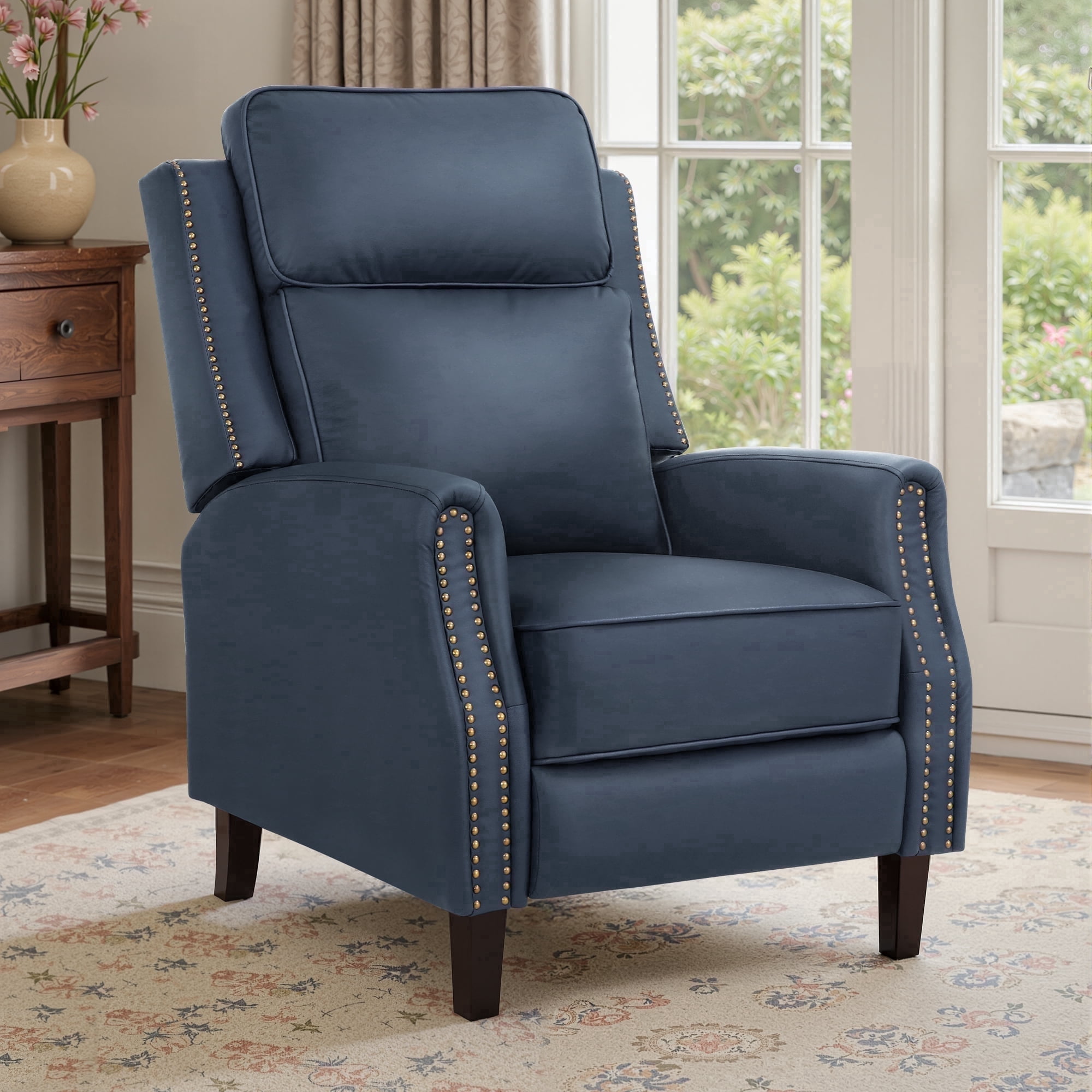 Dycanpo Leather Recliner Chair, Classic Push Back Genuine Manual ...