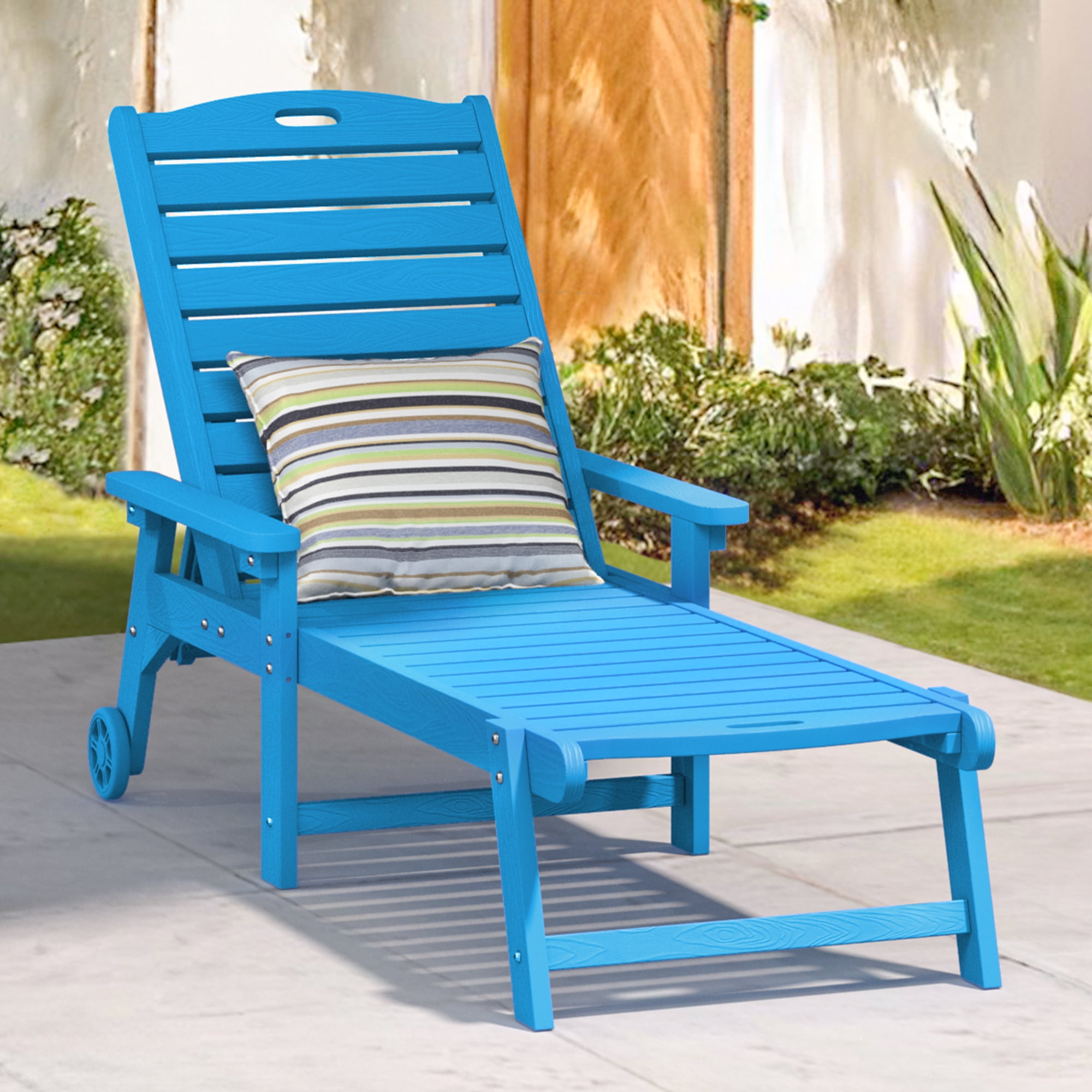 Dycanpo Lounge Chair Outdoor, Resin Chaise Lounge with Wheels ...
