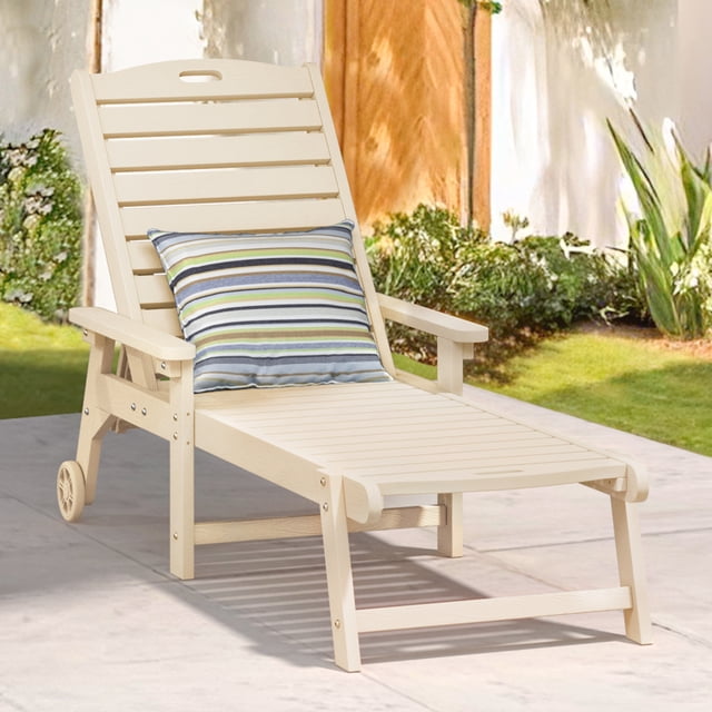 Dycanpo Lounge Chair Outdoor, Resin Chaise Lounge with Wheels ...