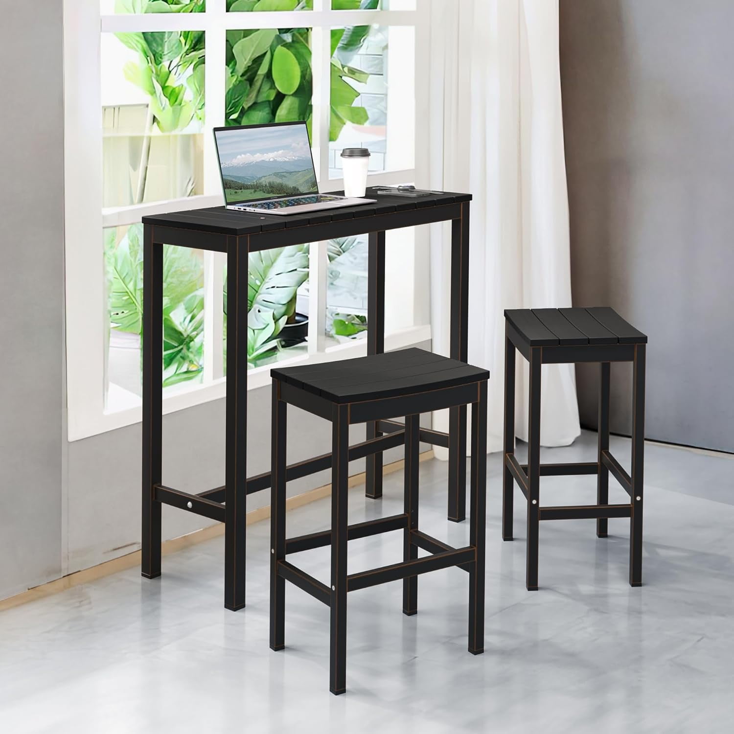 Dycanpo Outdoor Bar Table, 38" HDPS Weather Resistant Outdoor Table for ...