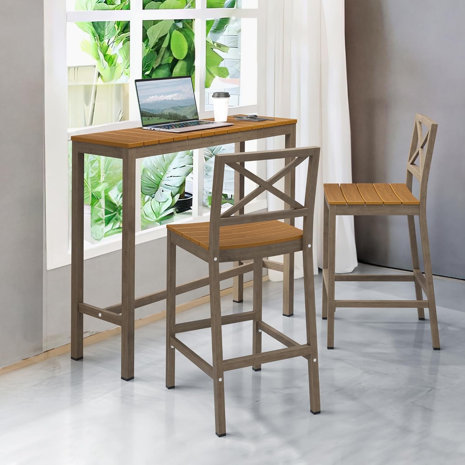 Dycanpo Outdoor Bar Table, 45" HDPS Weather Resistant Outdoor Table for ...