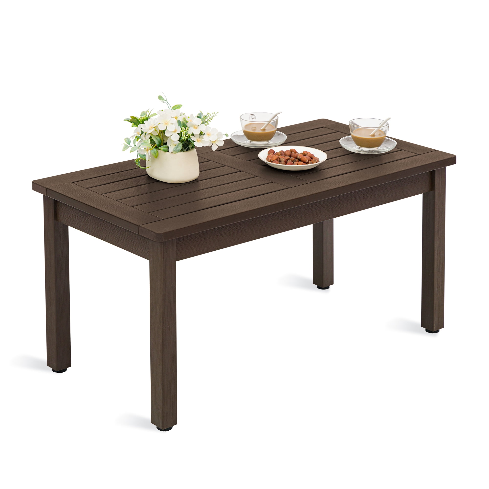 Dycanpo HDPS Outdoor Coffee Table, Rectangle Patio Table for Porch & Garden, 17.7"x 35"x17.7 ...