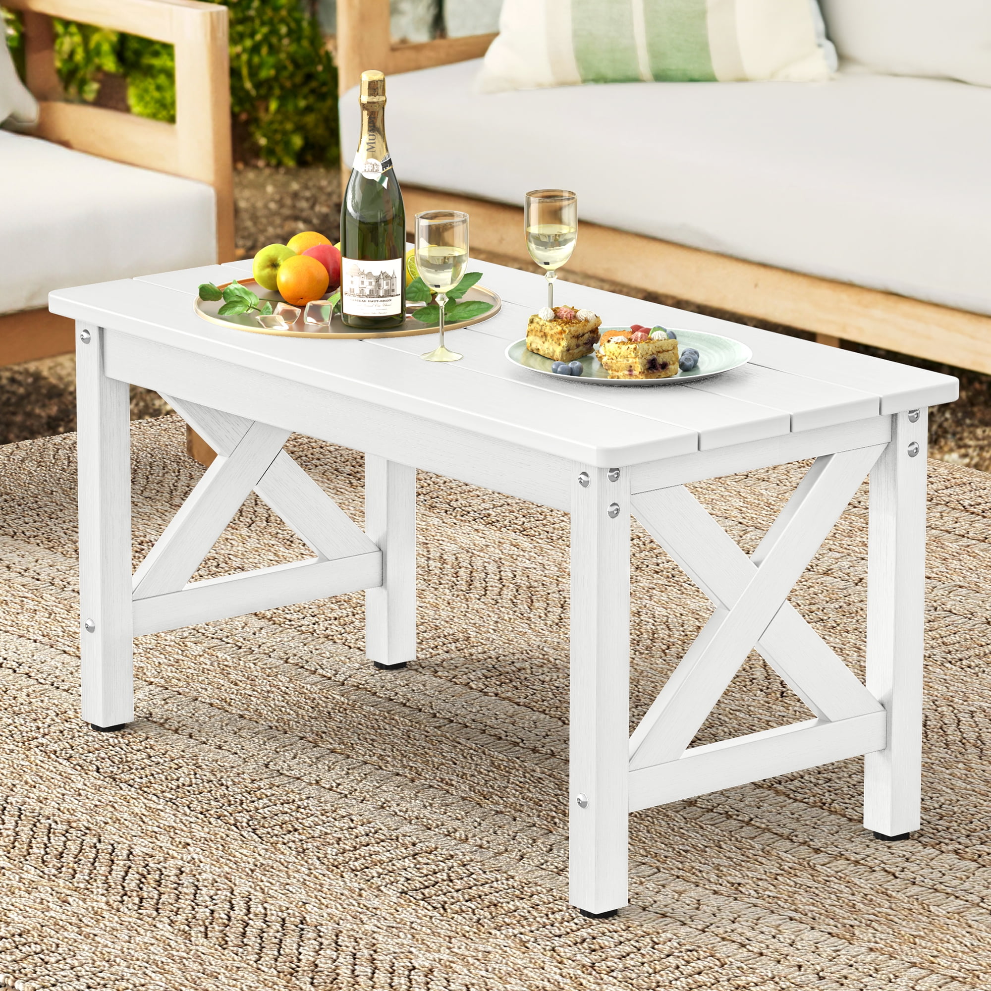 Dycanpo Outdoor Coffee Table,Rectangle Patio Table,HDPS,35''x17.7''x18 ...