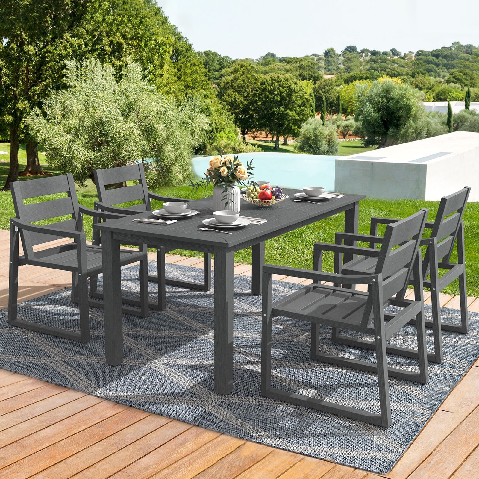 Dycanpo Outdoor Dining Table and Chairs 5-Piece Set,Weather Resistant ...