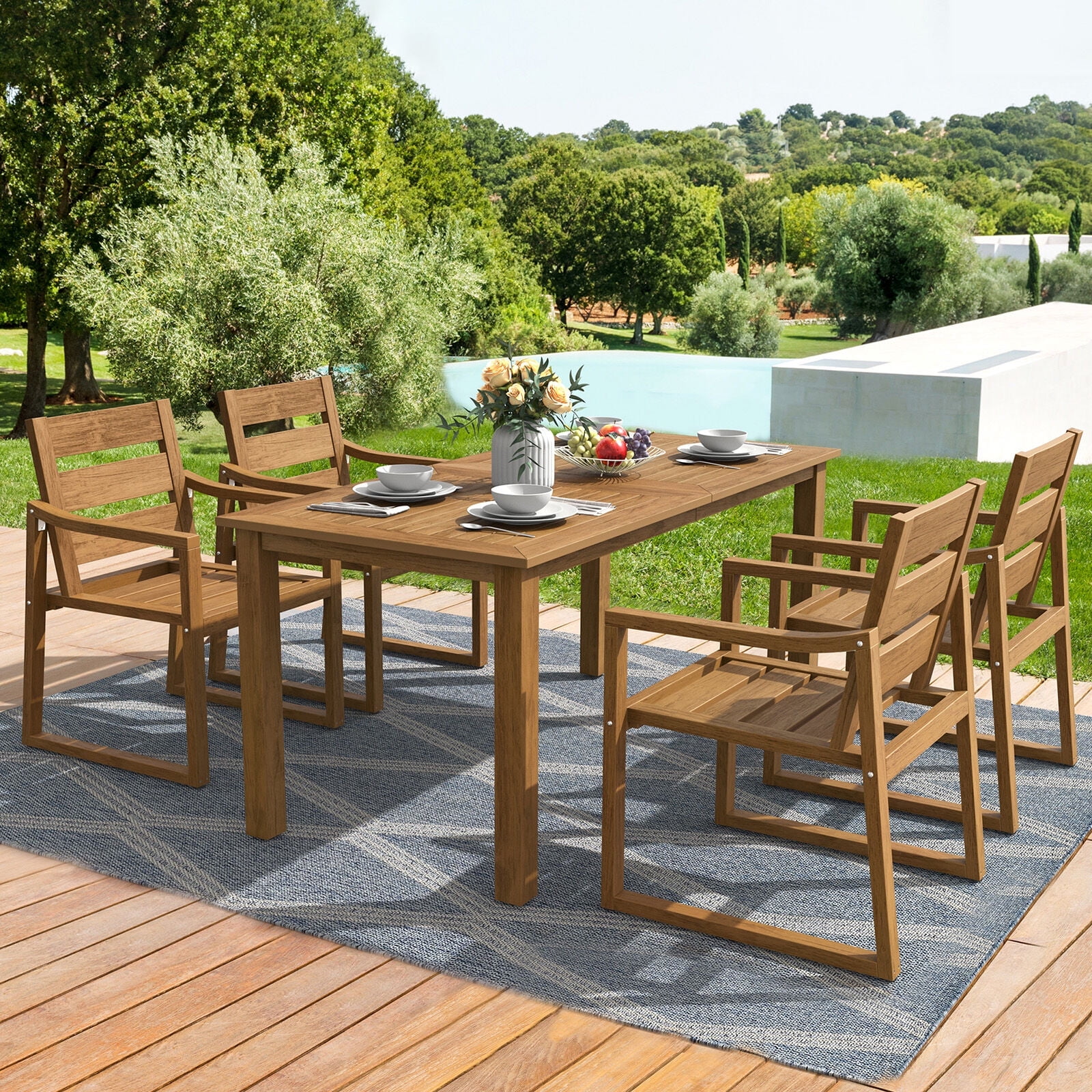 Dycanpo Outdoor Dining Table and Chairs 5-Piece Set,Weather Resistant ...