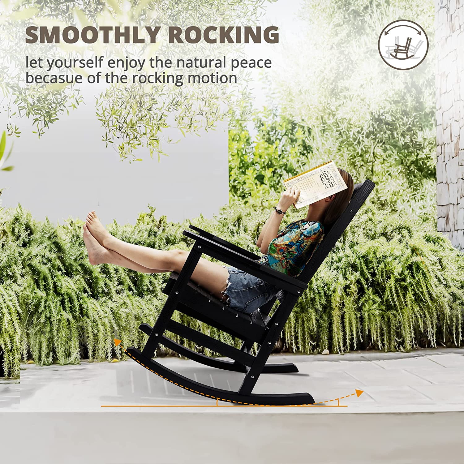 Dycanpo Outdoor Rocking Chair Set of 4, Weather Resistant Proch Rocker ...