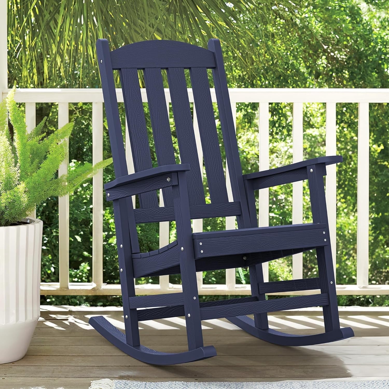Dycanpo Outdoor Rocking Chair for Porch, Weather Resistant Outdoor ...