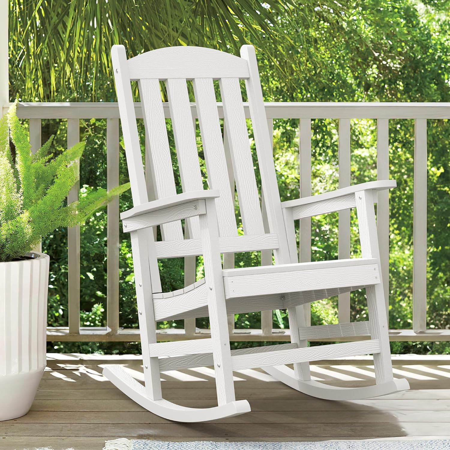 Dycanpo Outdoor Rocking Chair for Porch, Weather Resistant Outdoor ...