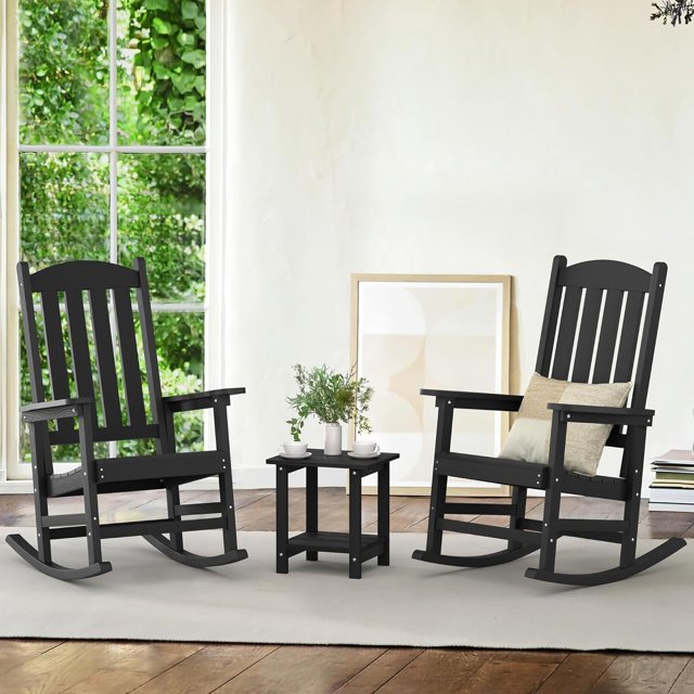 Dycanpo Outdoor Rocking Chairs Set of 2, Weather Resistant Outdoor ...