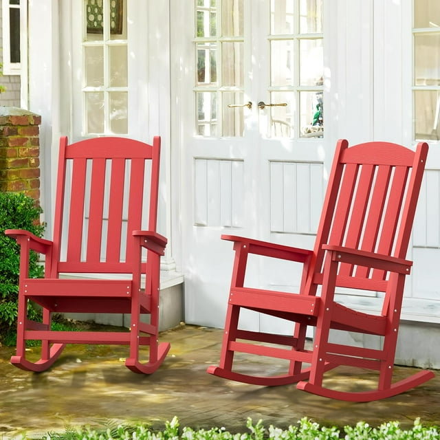 Dycanpo Outdoor Rocking Chairs Set Of 2 Weather Resistant Outdoor