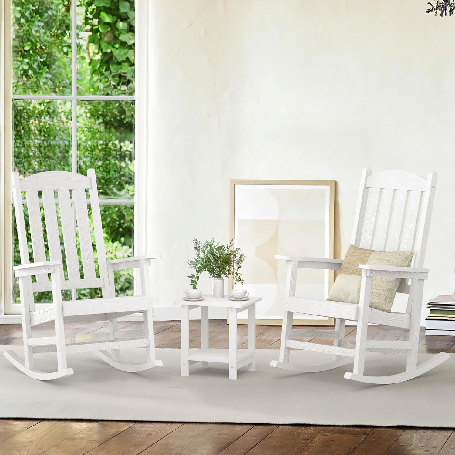DYCANPO Set of 2 Outdoor Rocking Chairs, White - Walmart.com
