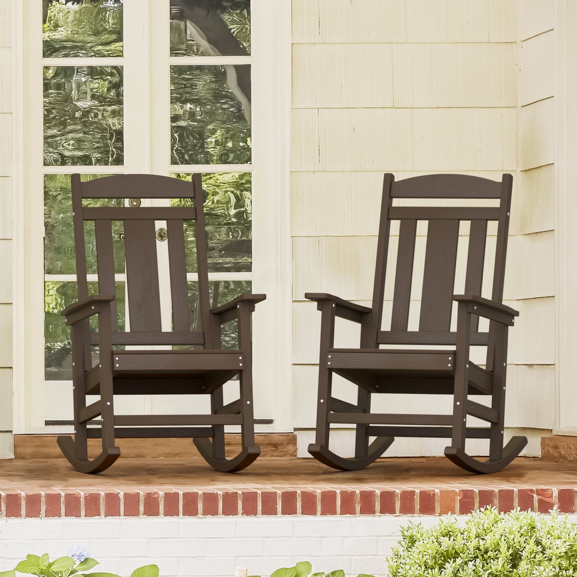 Dycanpo Outdoor Rocking Chairs Set of 2, Weather Resistant Proch Rocker ...