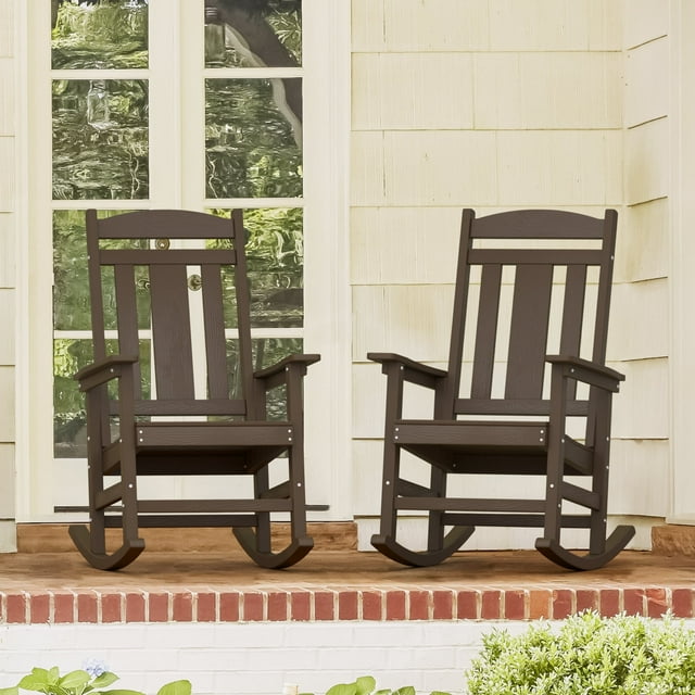Dycanpo Outdoor Rocking Chairs Set of 2, Weather Resistant Proch Rocker ...