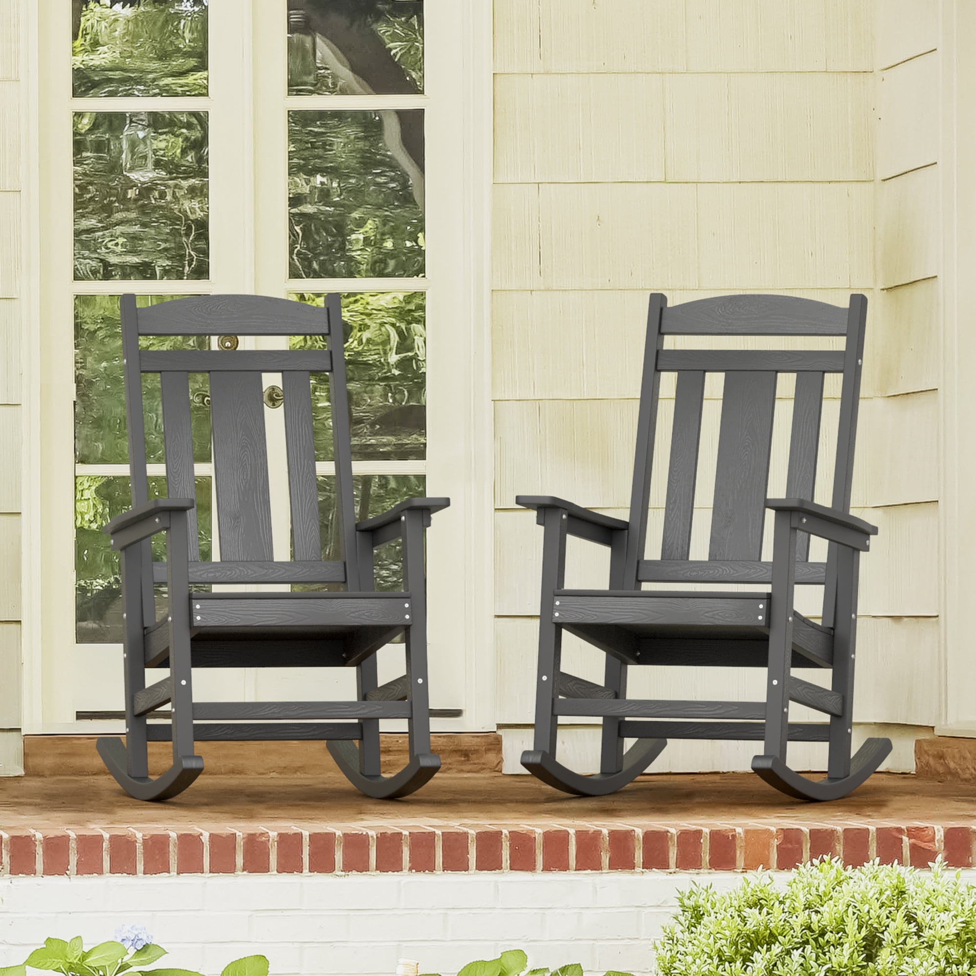 Dycanpo Outdoor Rocking Chairs Set of 2, Weather Resistant Proch Rocker ...