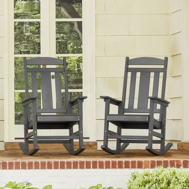 Dycanpo Outdoor Rocking Chairs Set of 2, Weather Resistant Proch Rocker ...