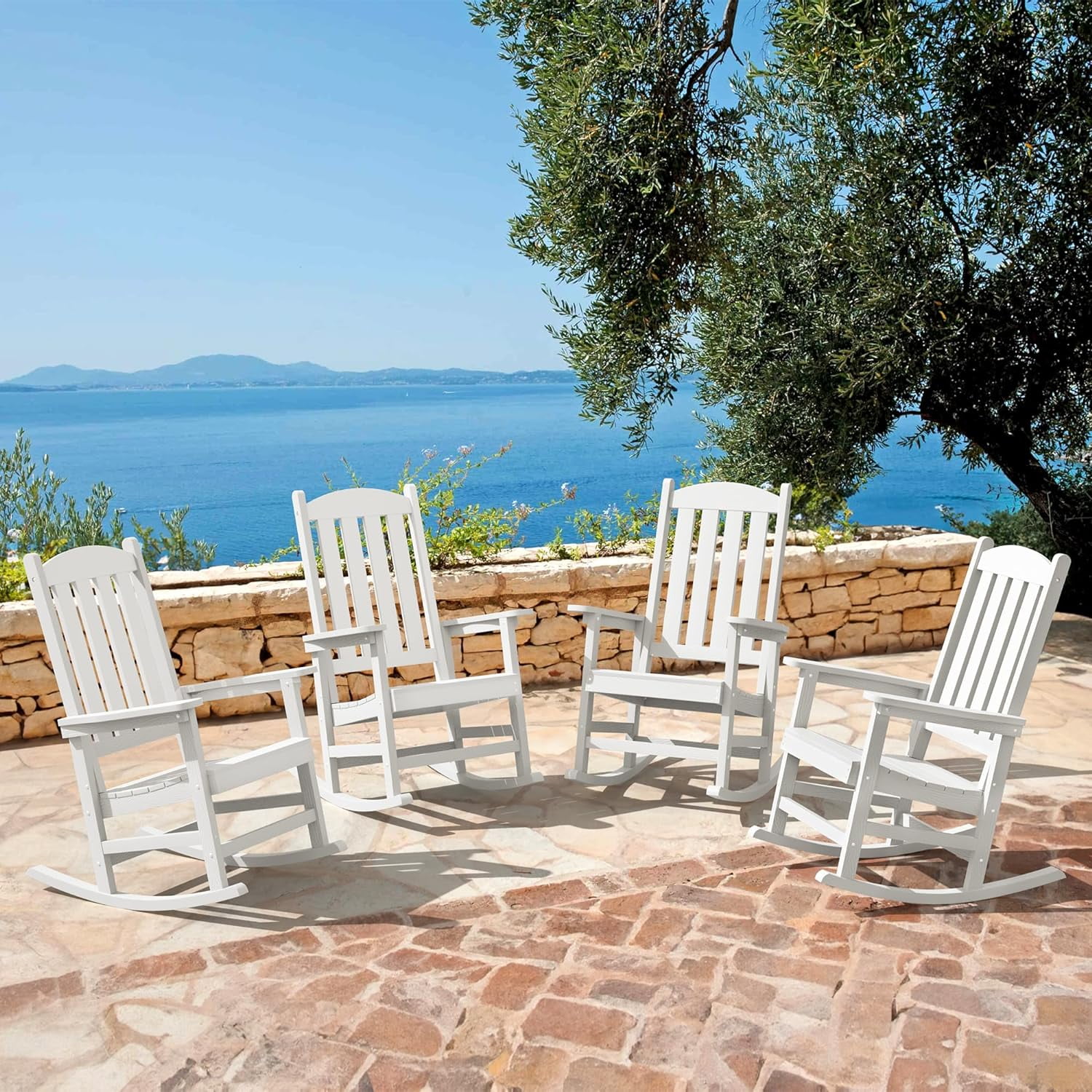 Dycanpo Outdoor Rocking Chairs Set Of 4 Weather Resistant Outdoor
