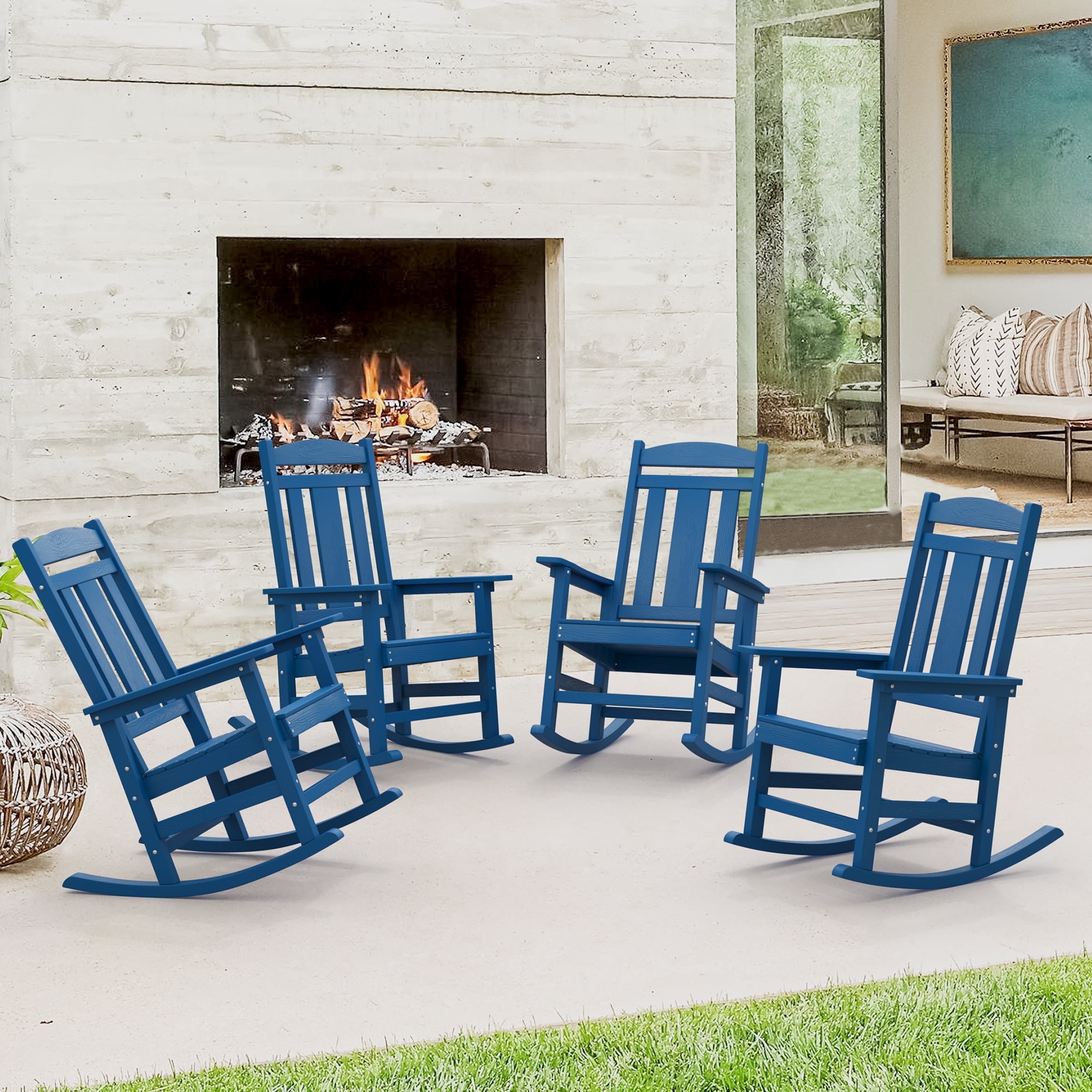 Dycanpo Outdoor Rocking Chairs Set of 4, Weather Resistant Proch Rocker ...