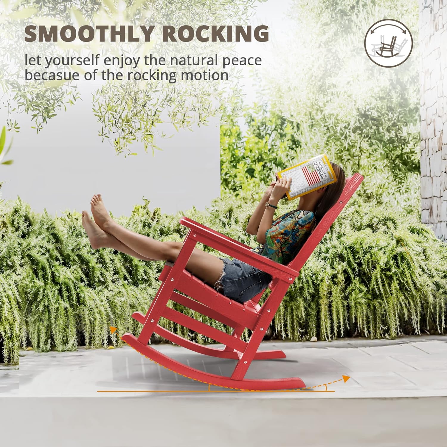 Dycanpo Outdoor Rocking Chairs Set of 4, Weather Resistant Proch Rocker ...