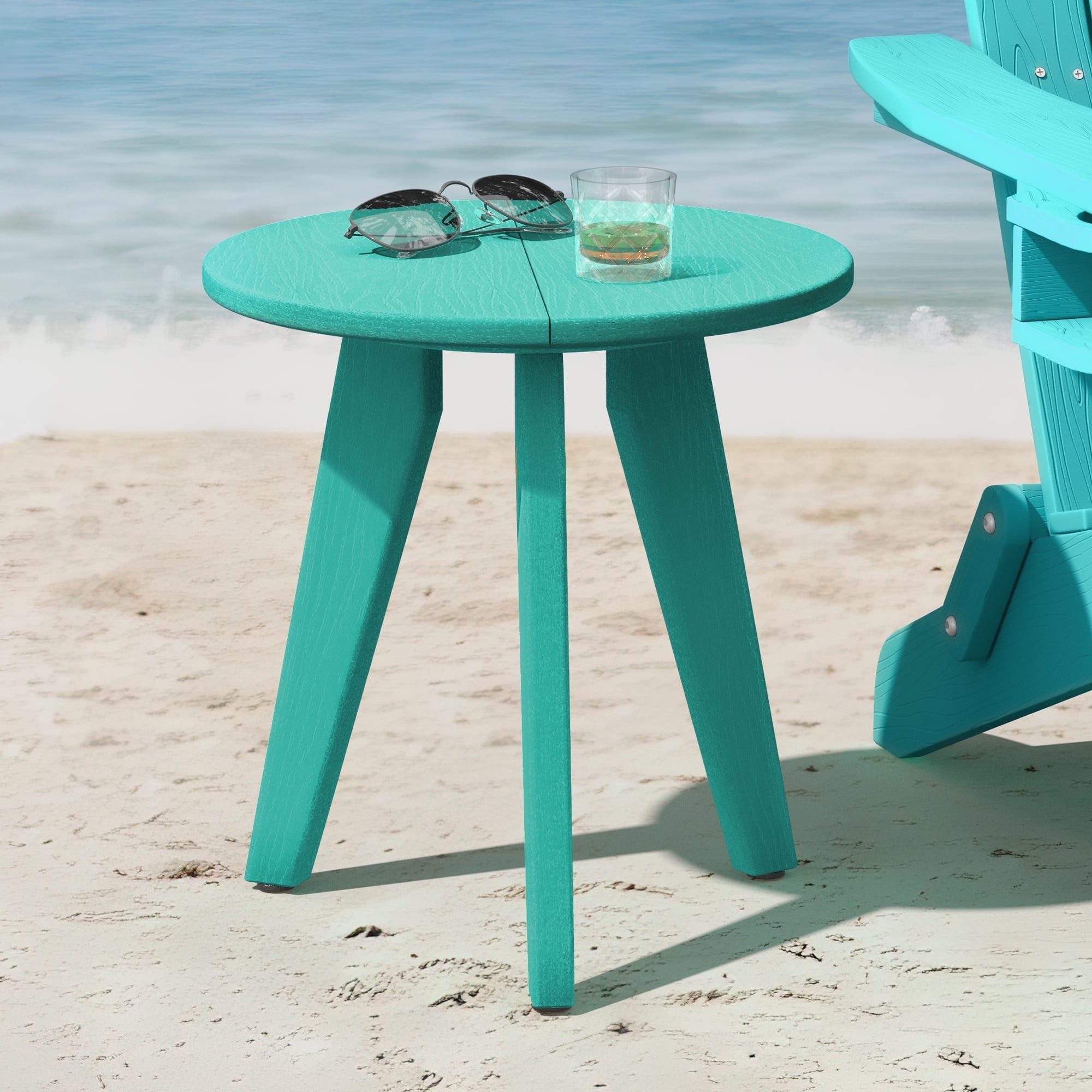 Dycanpo Outdoor Side Table for Patio, Small Round End Table Weather ...