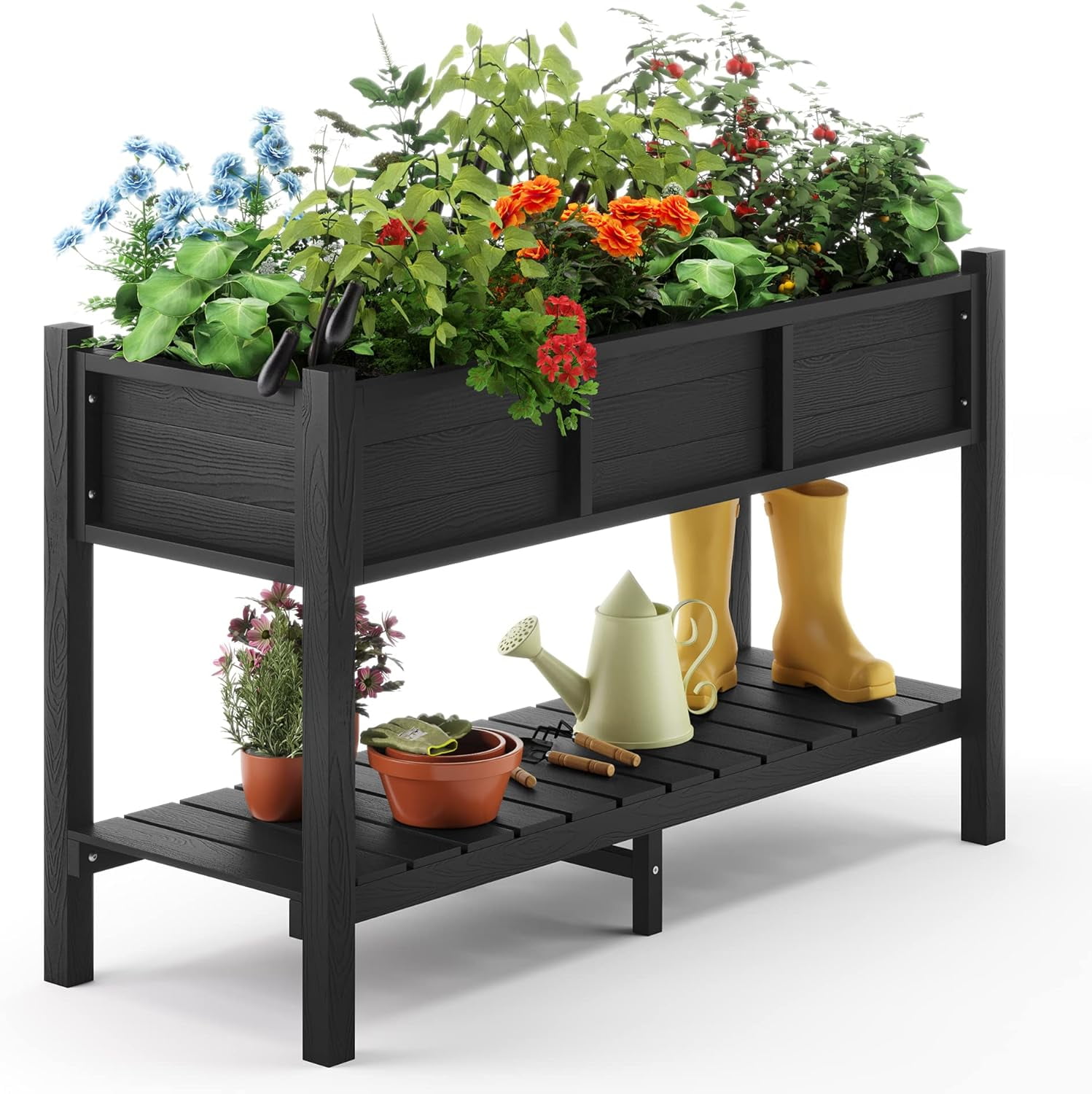 Dycanpo Raised Garden Bed with Legs and Storage Shelf, Outdoor Planter ...