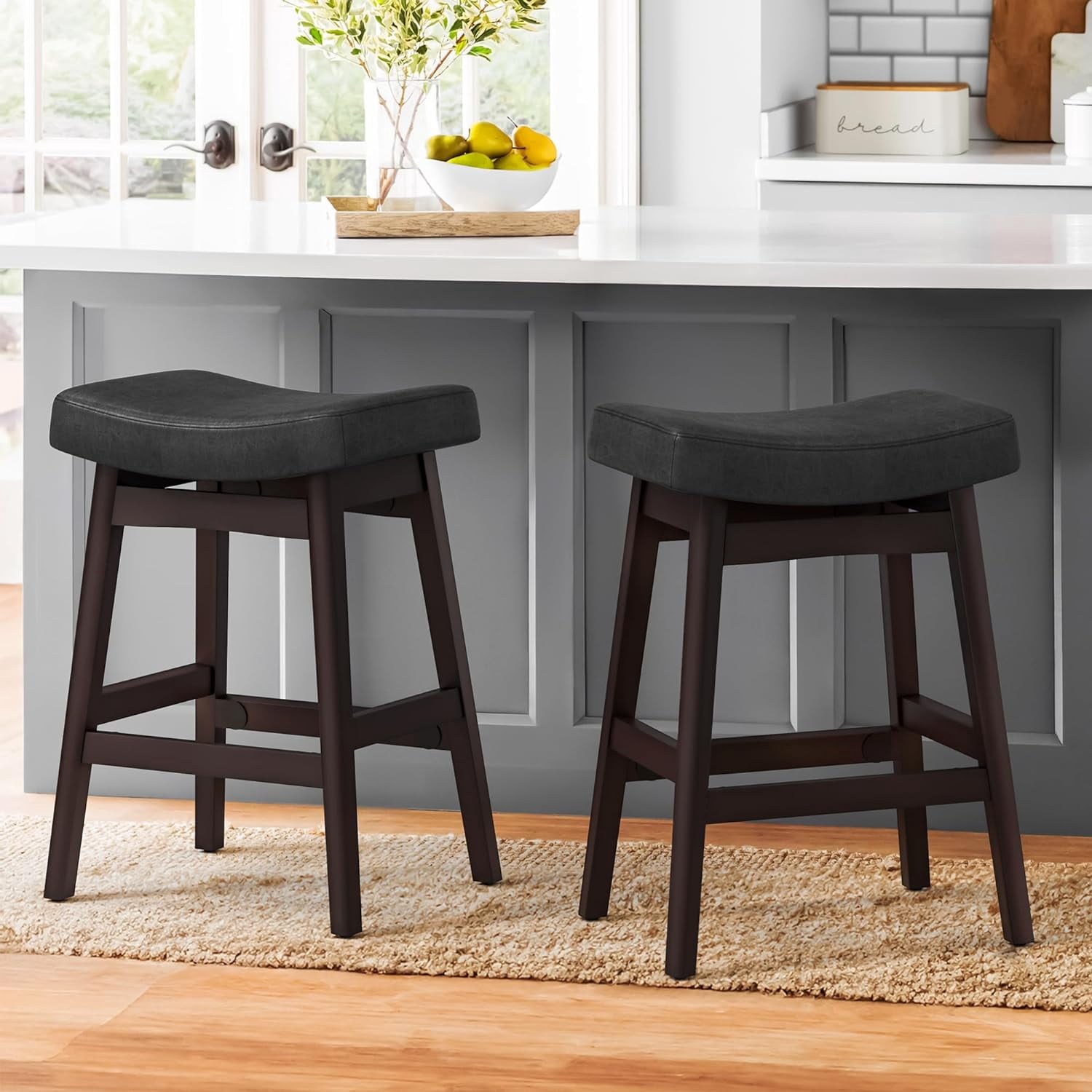 Dycanpo Saddle Seat Counter Height Bar Stools Set of 2 for Kitchen ...