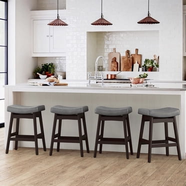 Dycanpo 24" Saddle Counter Height Bar Stools Set of 4, Modern Faux ...
