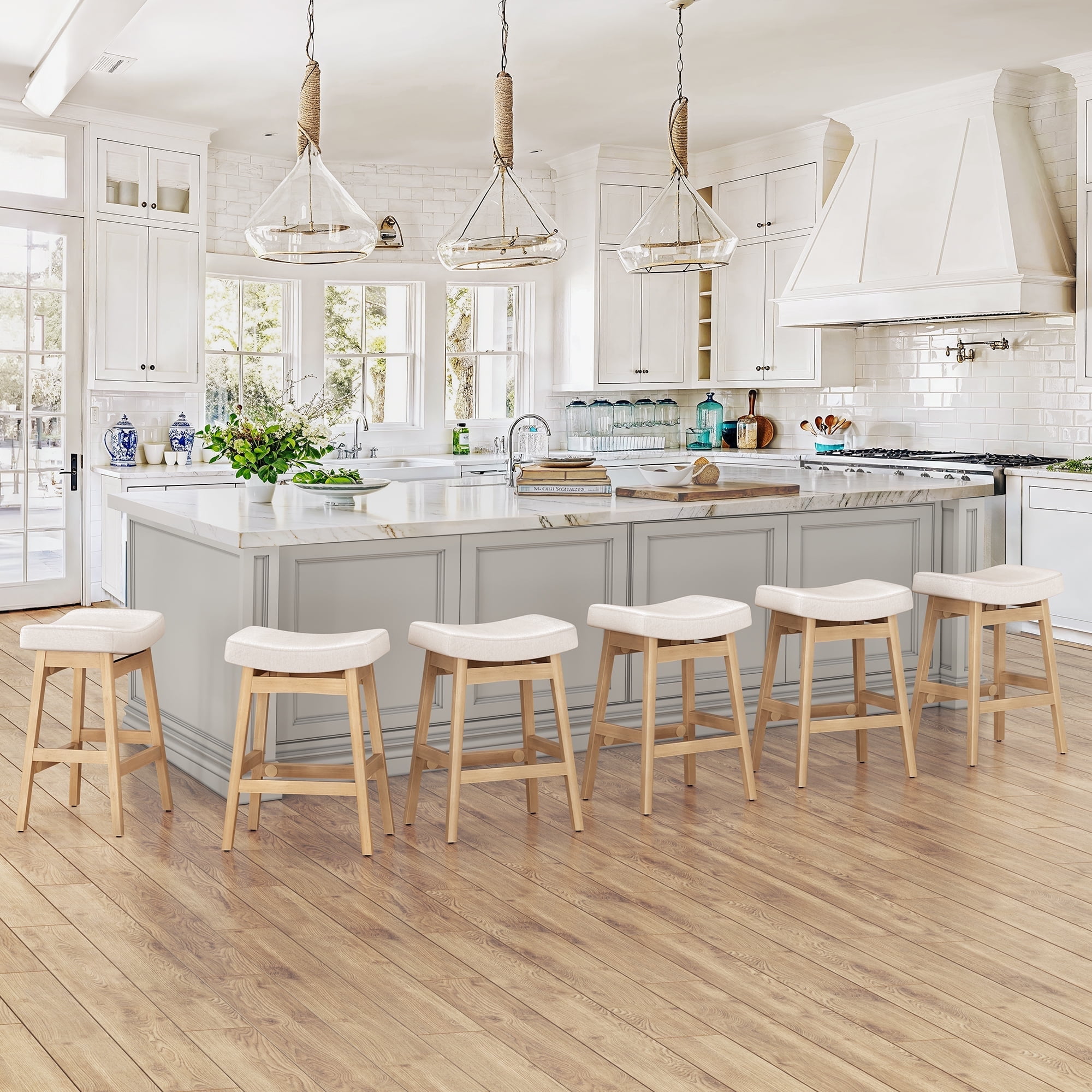 Dycanpo Saddle Seat Counter Height Bar Stools Set of 6 for Kitchen ...