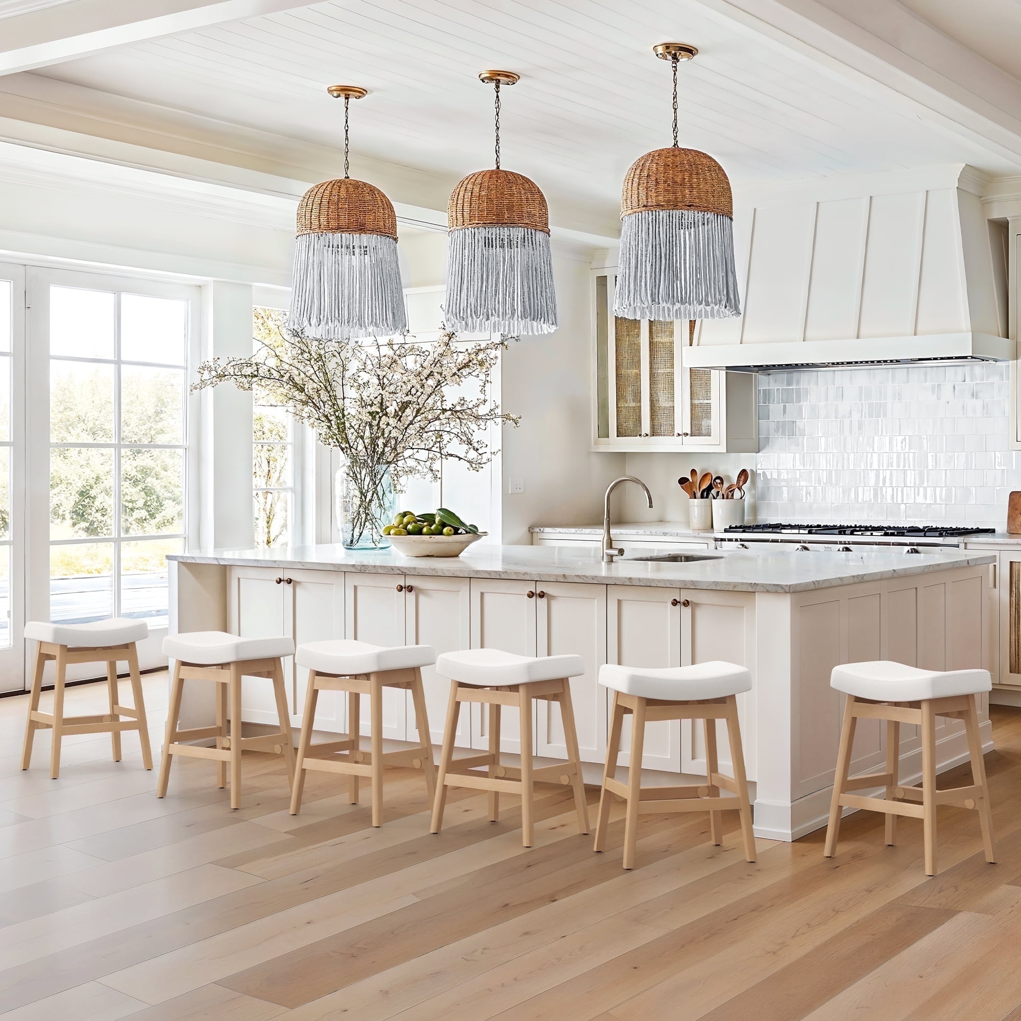 Dycanpo Saddle Seat Counter Height Bar Stools Set of 6 for Kitchen ...
