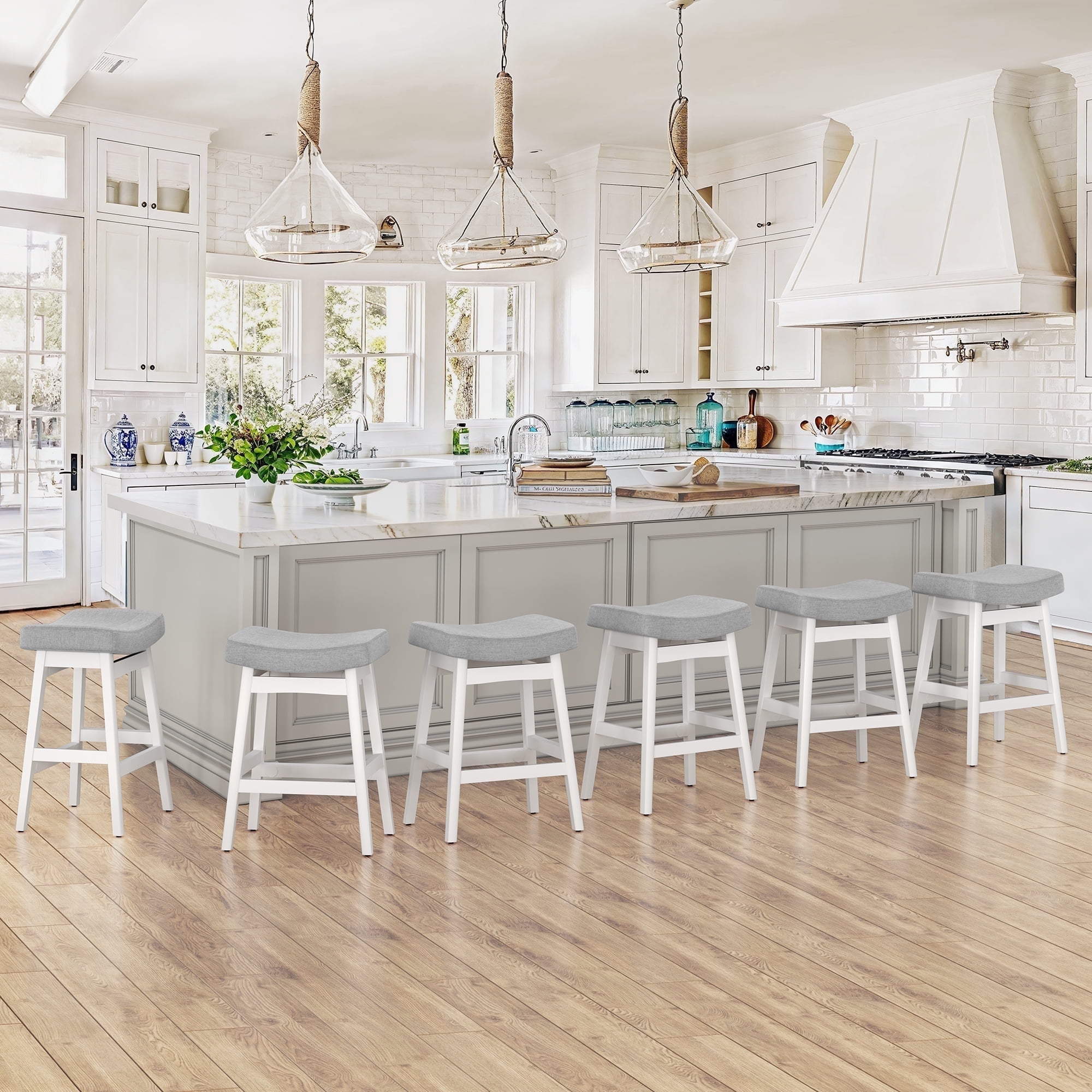 Dycanpo Saddle Seat Counter Height Bar Stools Set of 6 for Kitchen ...