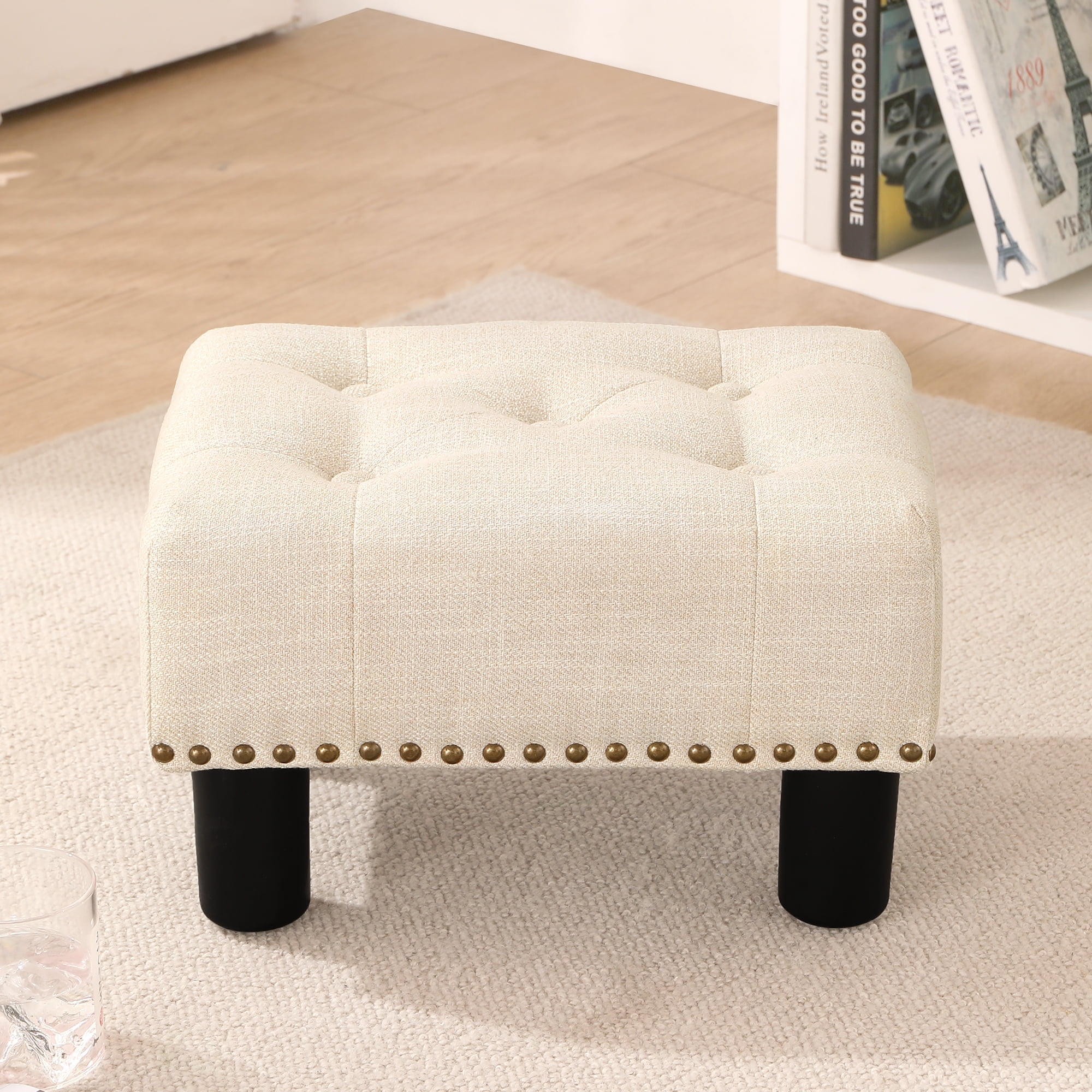 Dycanpo Small Foot Stool Ottoman, Rectangle Foot Stools with Non-Slip ...