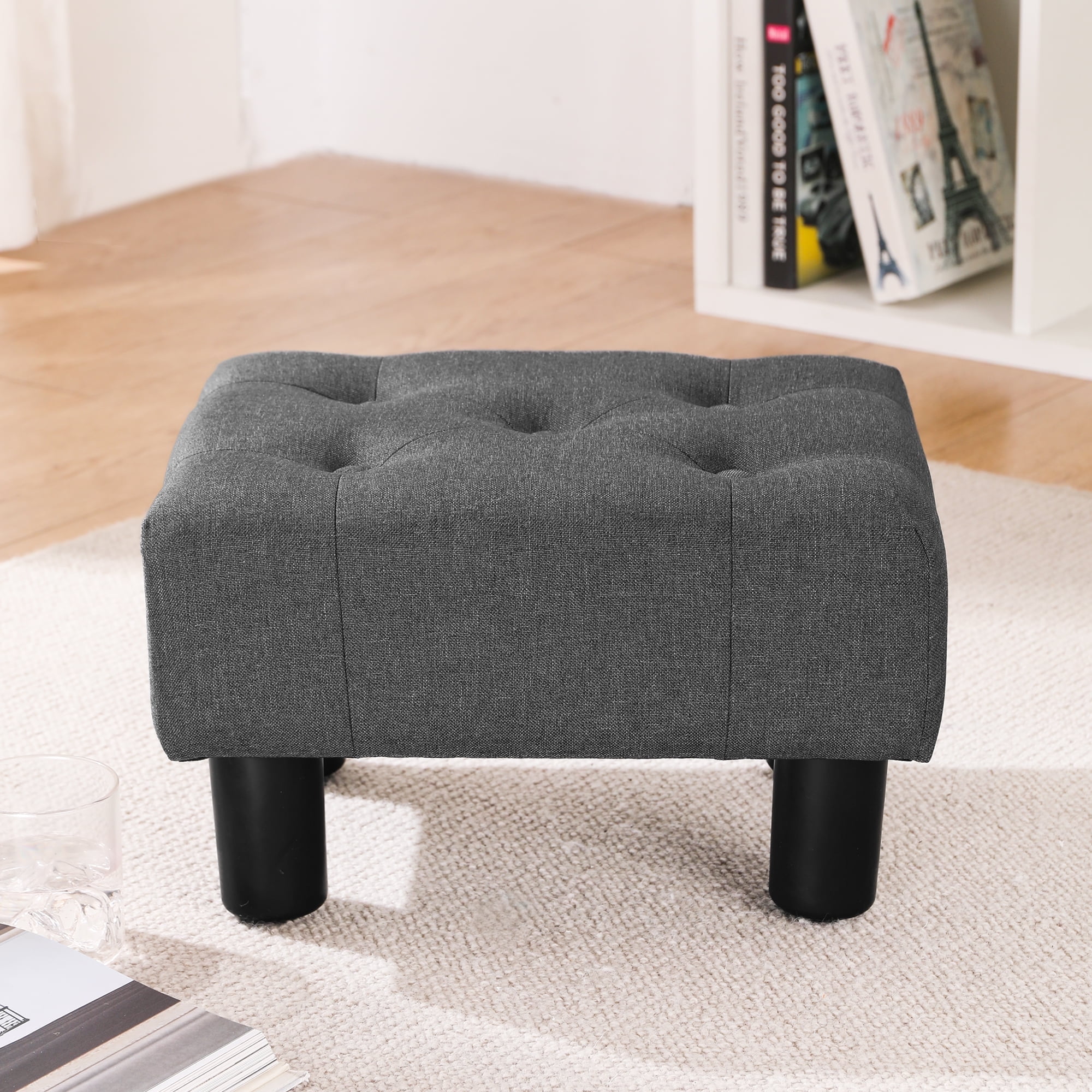Collapsible Footrest Mordchil Footrest - Dark Grey Padded Stool For ...