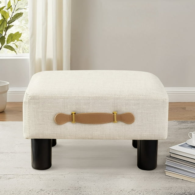 Dycanpo Small Foot Stool with Handle, Modern Linen Padded, for Living ...