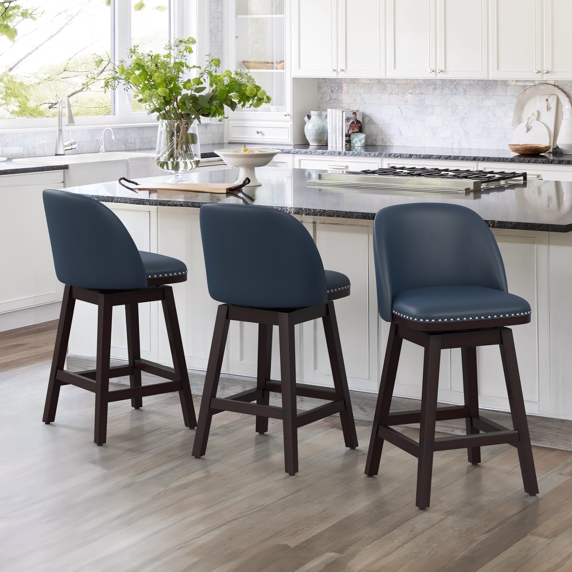 Dycanpo Swivel Bar Stools Set of 3, 26" Counter Stools with Back ...