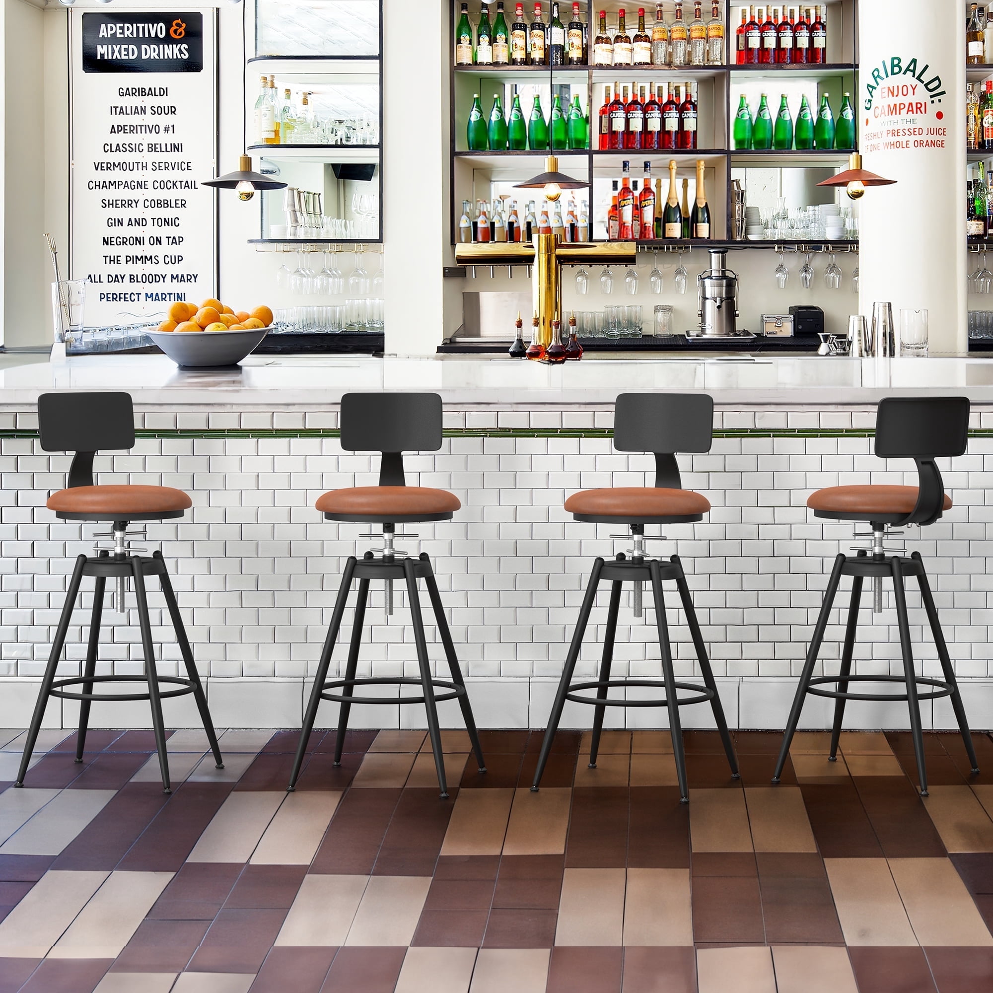 Dycanpo Swivel Bar Stools Set of 4, 26"-32" Adjustable Counter Stools ...