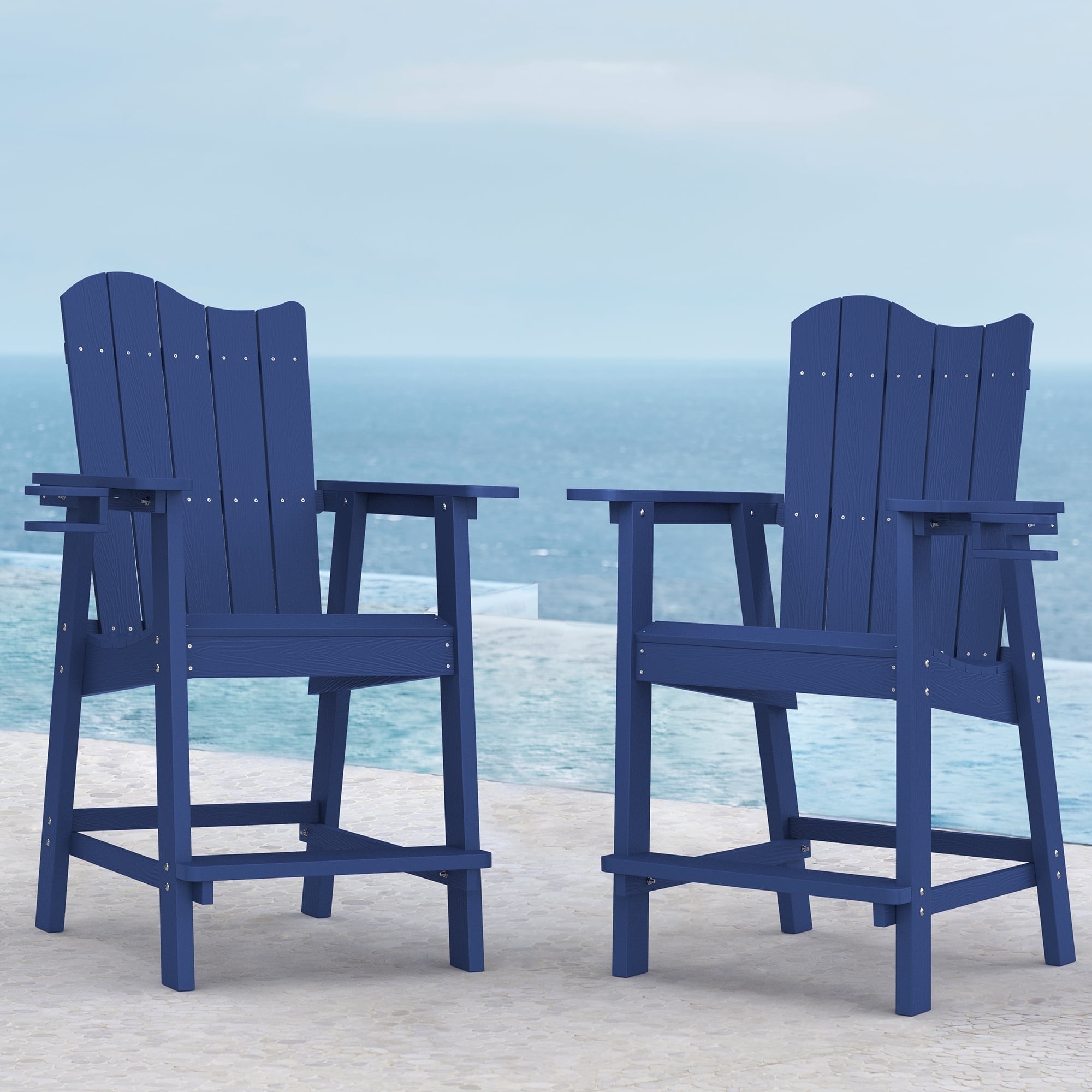 Dycanpo 25.6'' Tall Adirondack Chair with Cup Holder,Outdoor Bar Stools ...