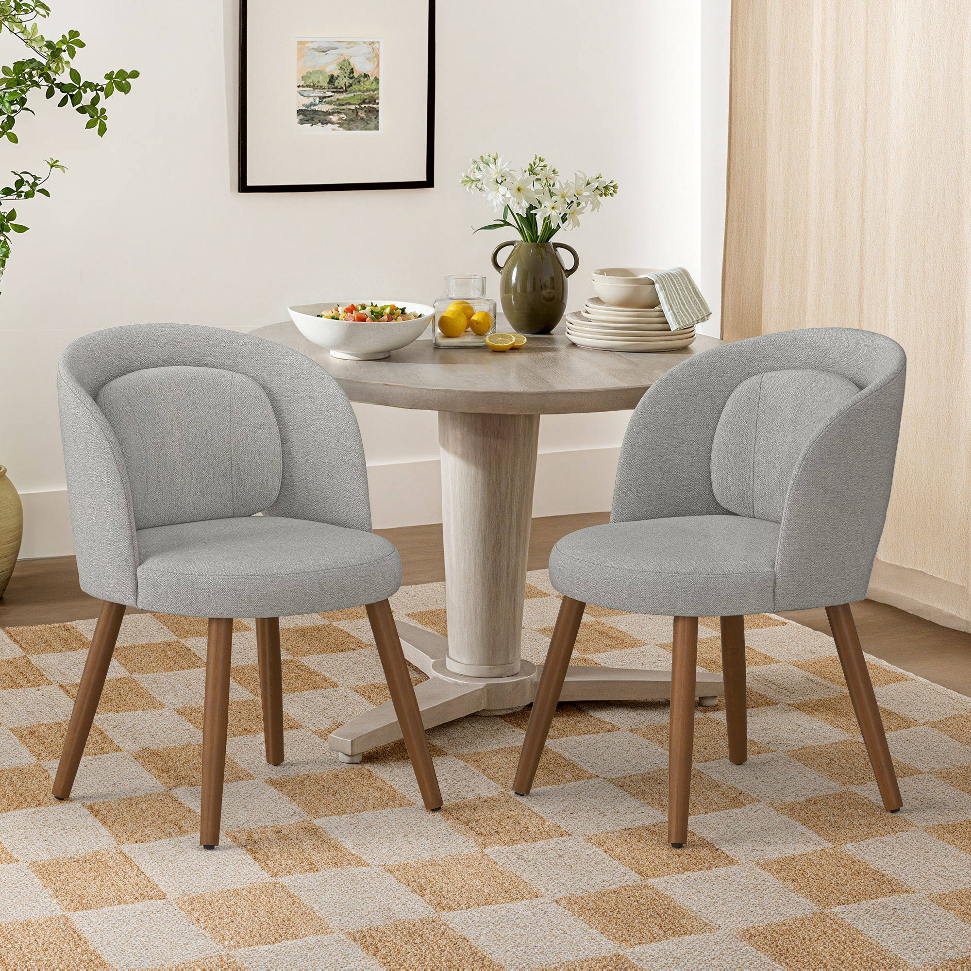 Dycanpo Upholstered Dining Chairs Set of 2, Wooden Dining Side Chairs ...