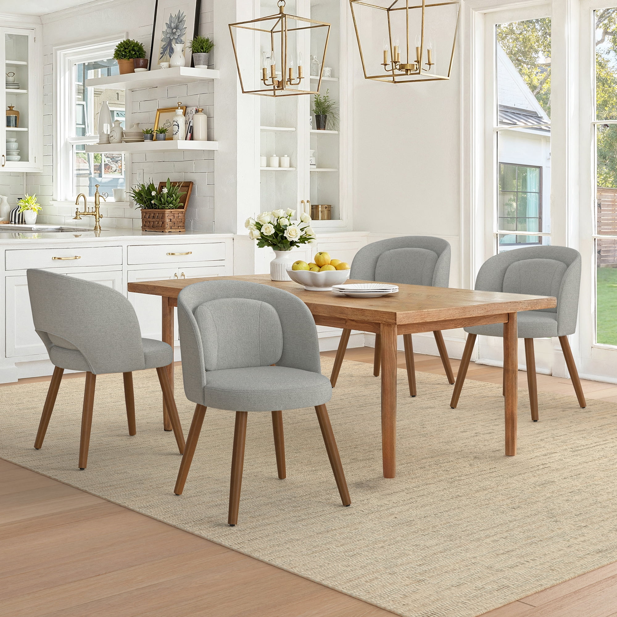 Dycanpo Upholstered Dining Chairs Set of 4, Wooden Dining Side Chairs ...