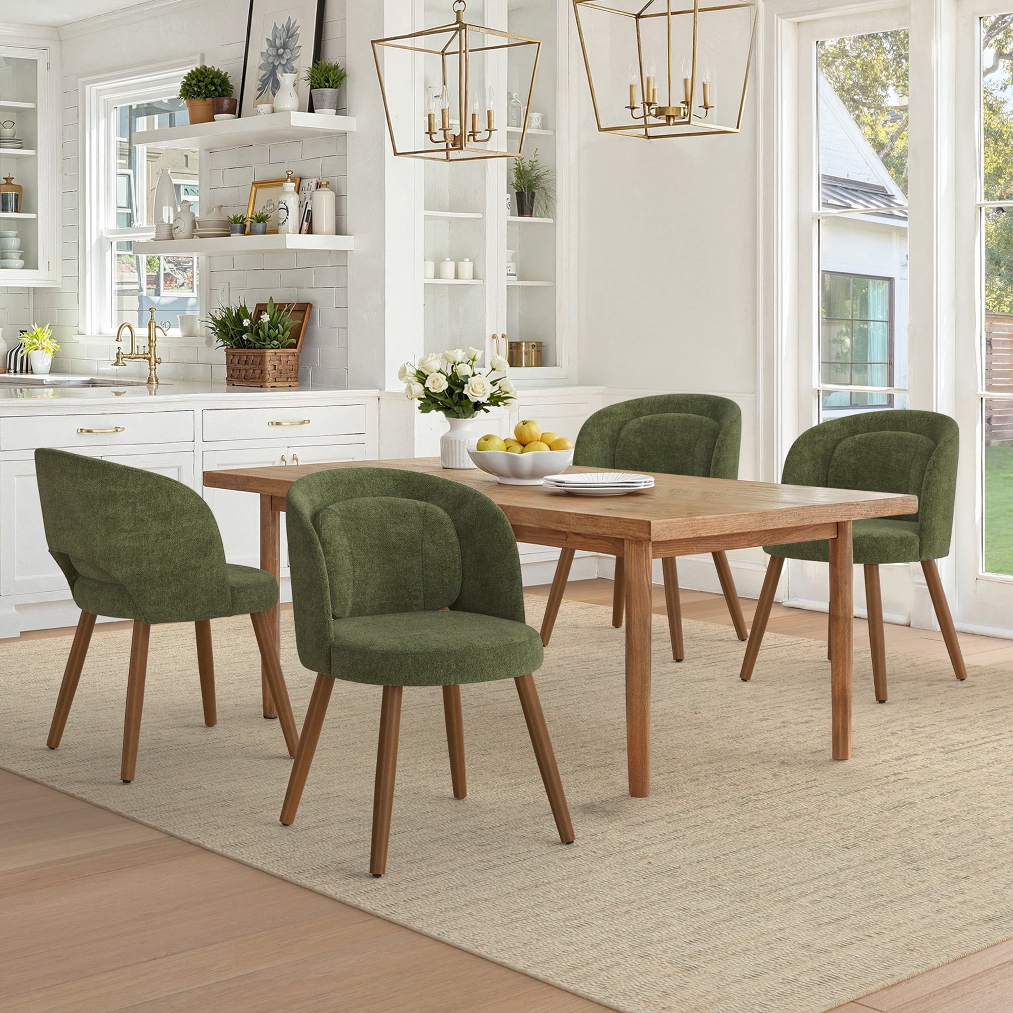 Dycanpo Upholstered Dining Chairs Set of 4, Wooden Dining Side Chairs ...