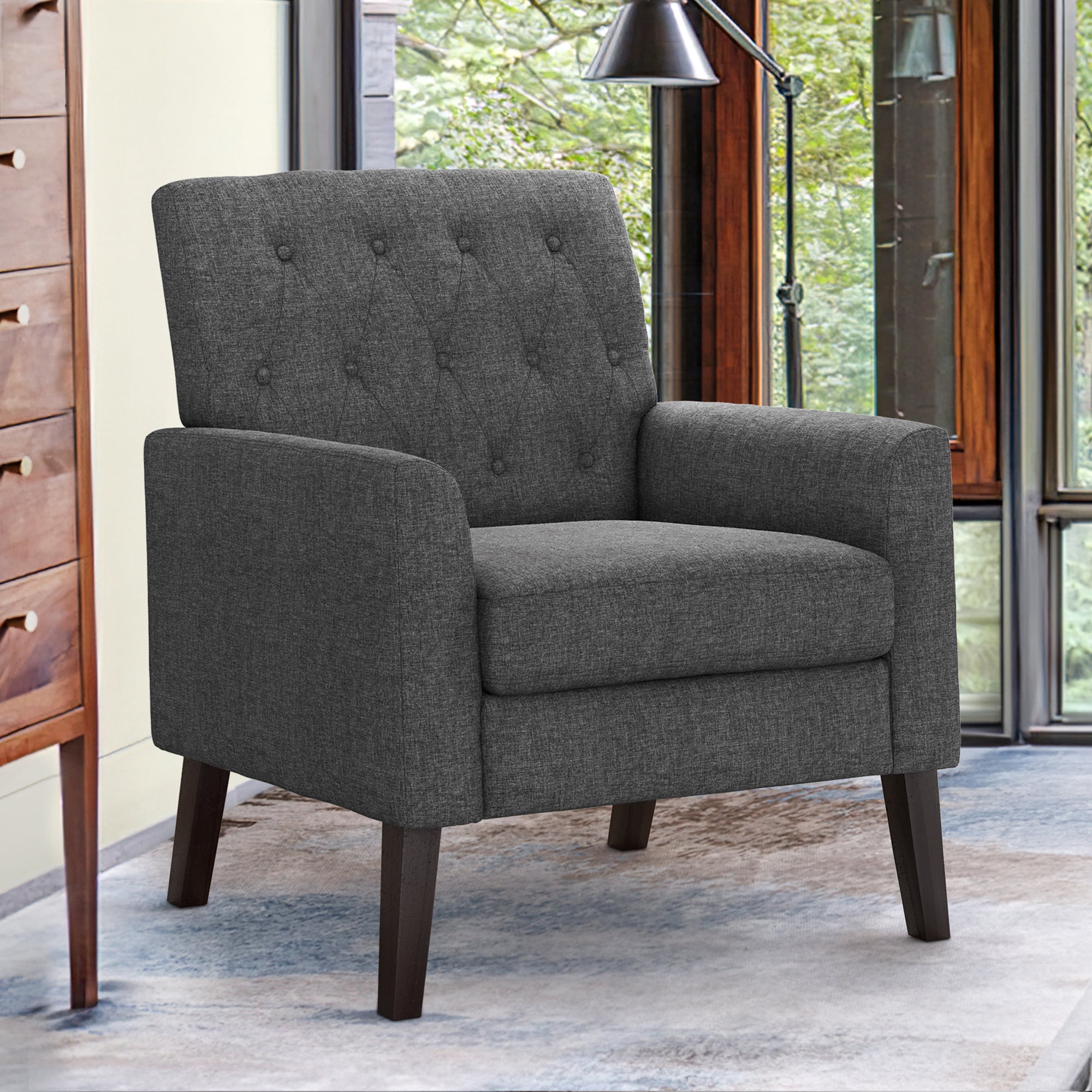 Dycanpo Upholstered Linen Accent Chair Armchairs 18.5"H for Home Living ...