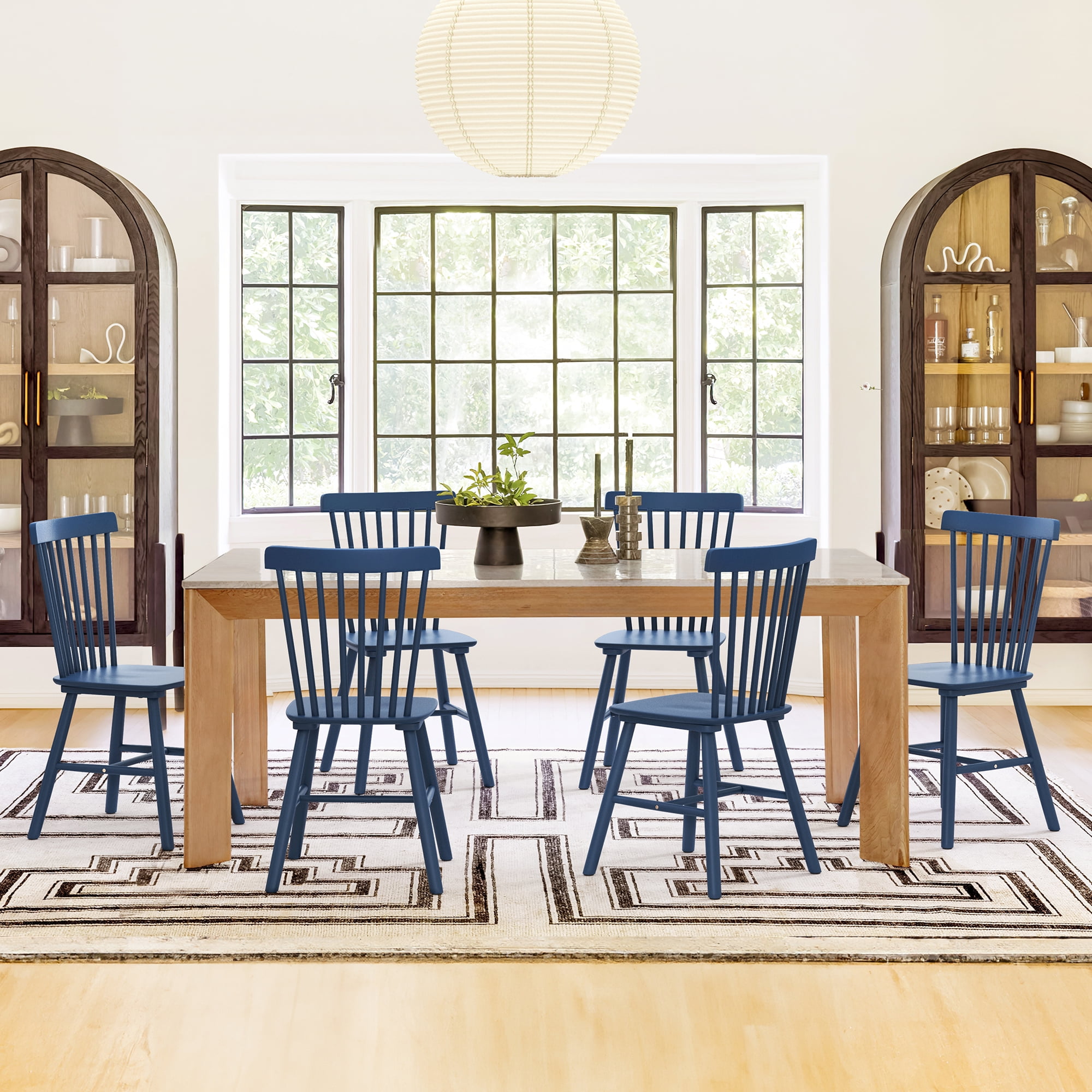 Dycanpo Windsor Wood Dining Chairs Set of 6 with Spindle Back for ...
