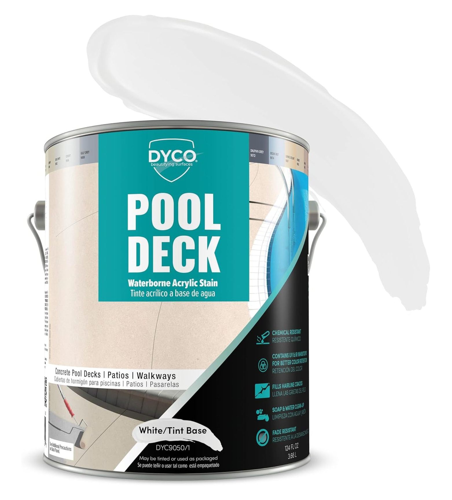 Dyco Pool Deck Waterborne Acrylic Stain - Tint Base, 1 Gallon, Concrete ...