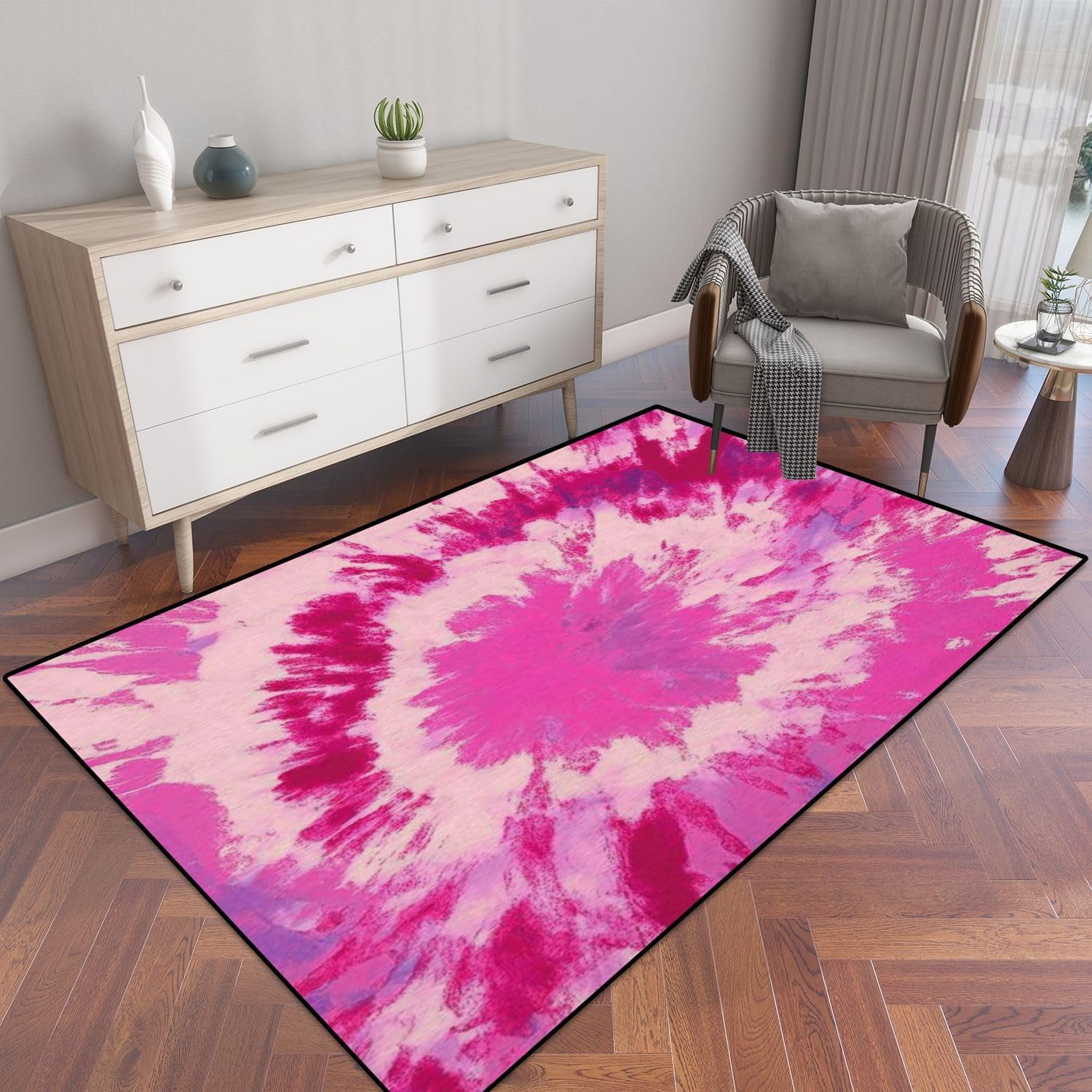 Dyed Circle Hypnotic Flower Bohemian Dye Pattern Ballet Slipper Area ...