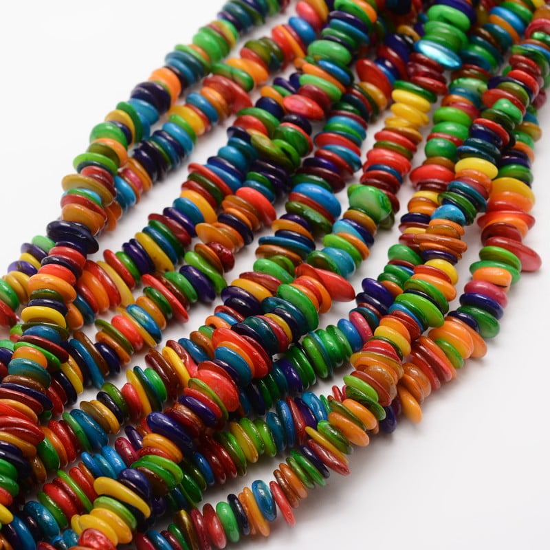 Dyed Disc Natural Freshwater Shell Beads Strands Shell Shards Colorful ...
